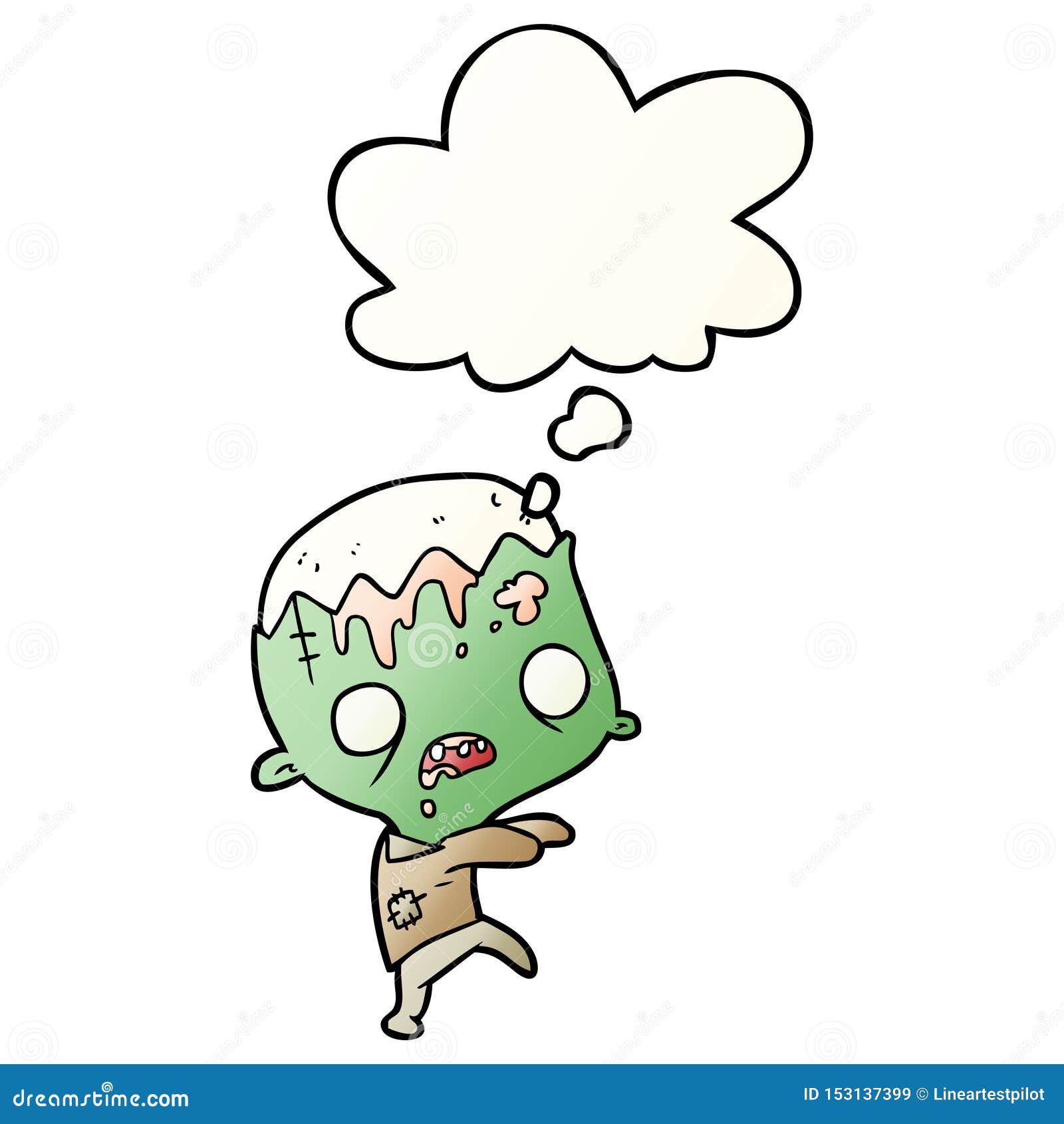 A Creative Cartoon Zombie and Thought Bubble in Smooth Gradient Style ...