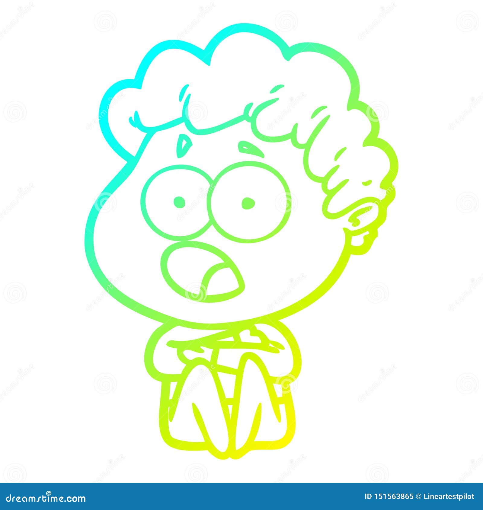 A Creative Cold Gradient Line Drawing Cartoon Man Gasping in Surprise ...