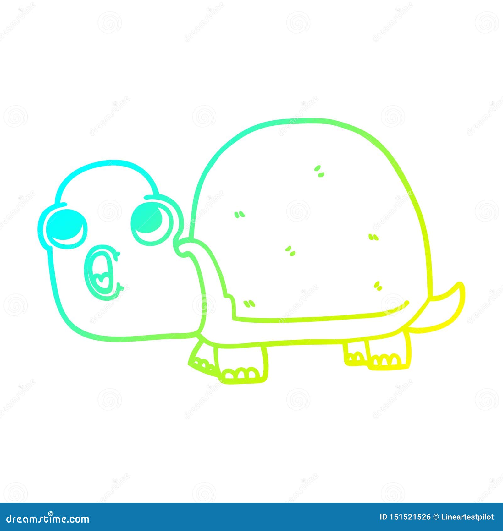 A Creative Cold Gradient Line Drawing Cartoon Shocked Turtle Stock ...