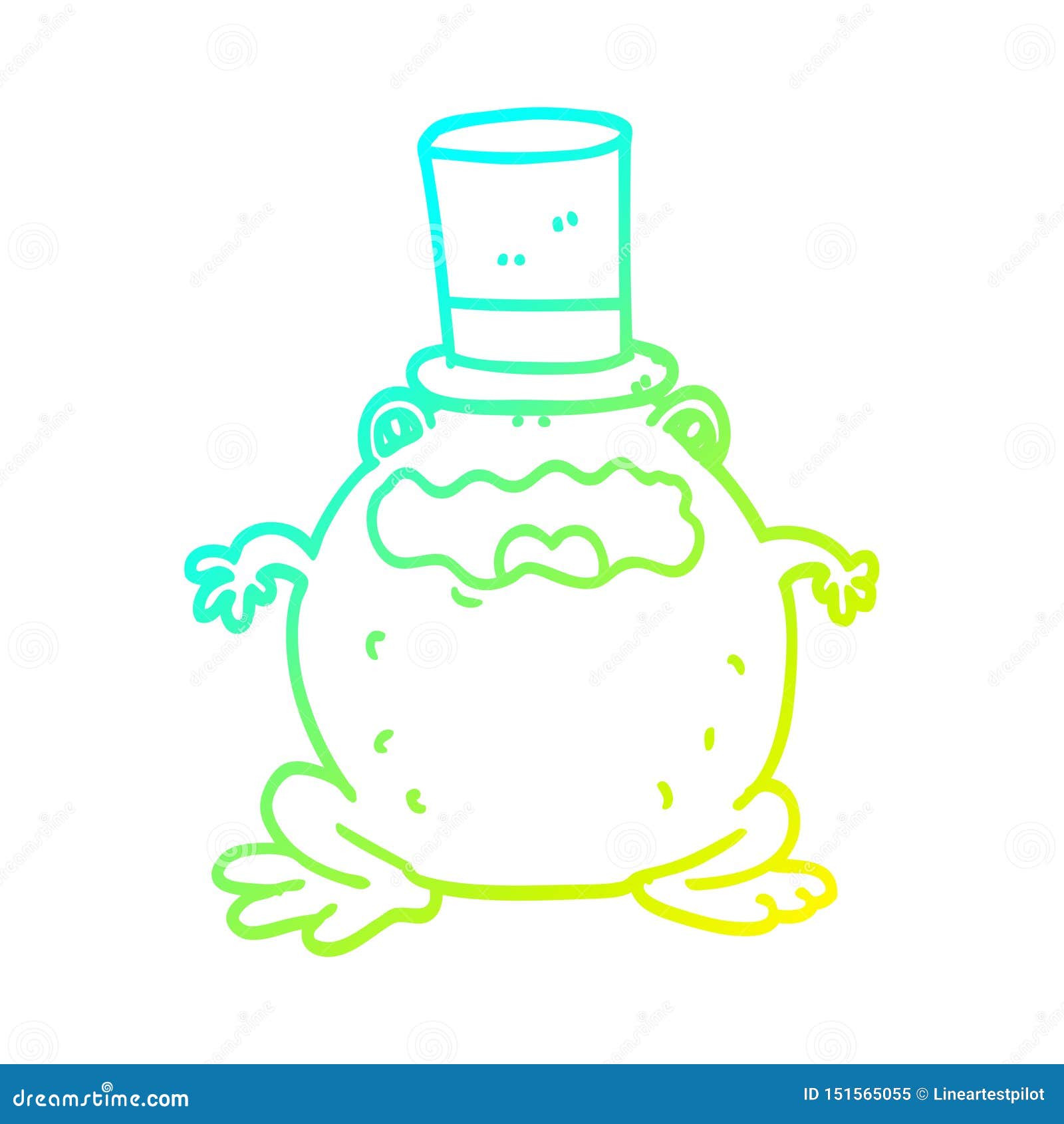 A Creative Cold Gradient Line Drawing Cartoon Toad Wearing Top Hat ...