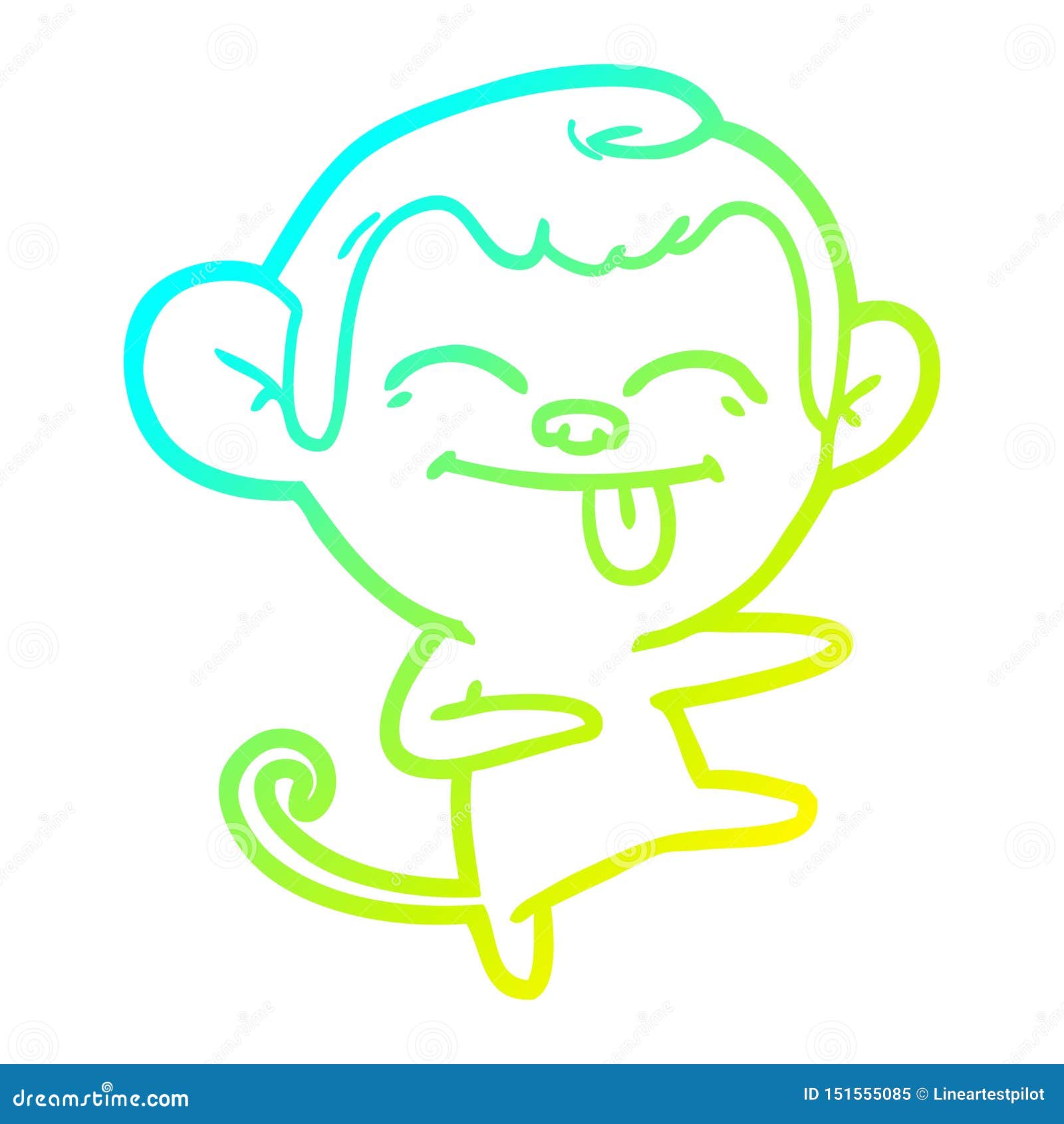A Creative Cold Gradient Line Drawing Funny Cartoon Monkey Pointing ...