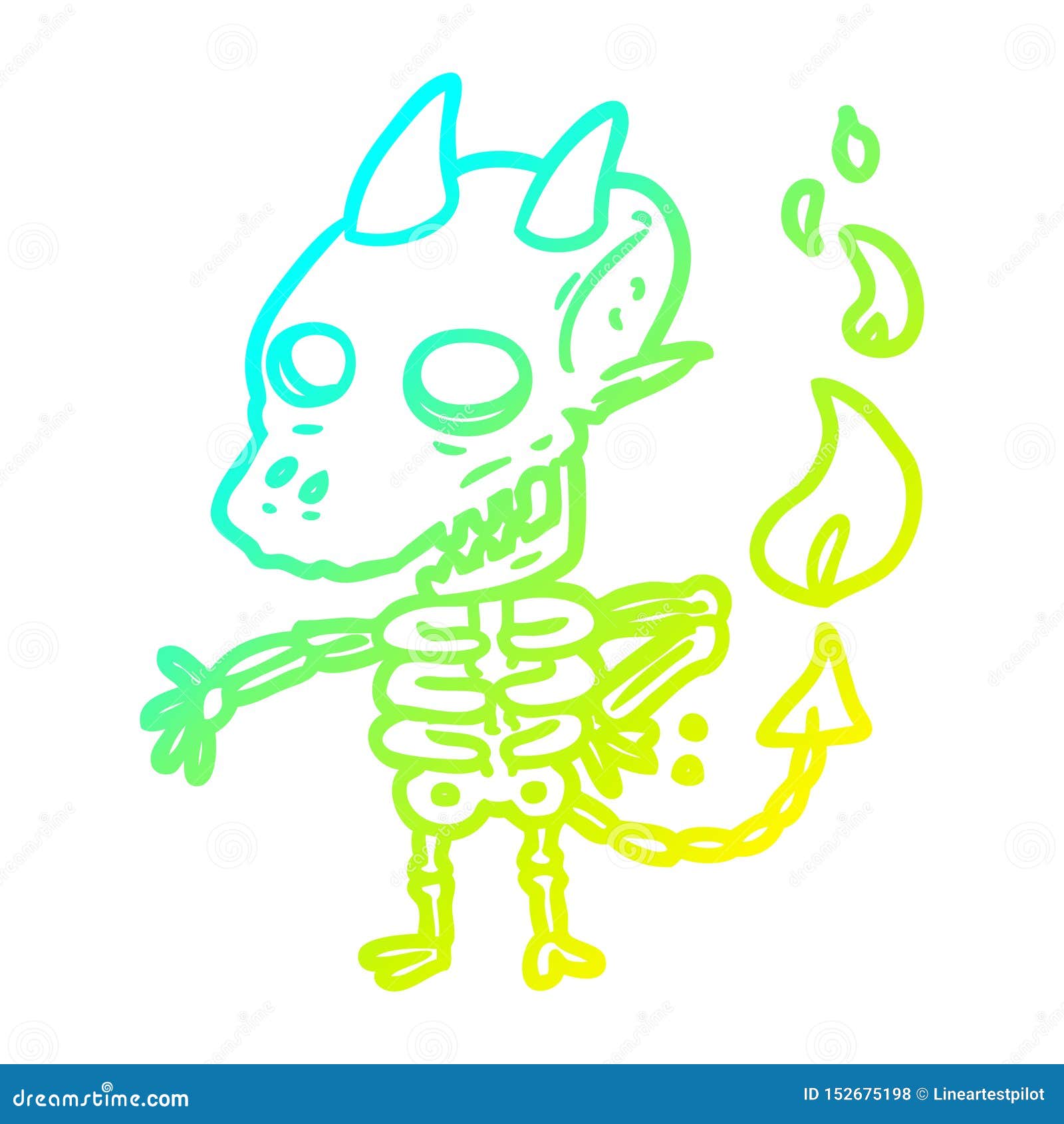 A Creative Cold Gradient Line Drawing Spooky Skeleton Demon Stock ...