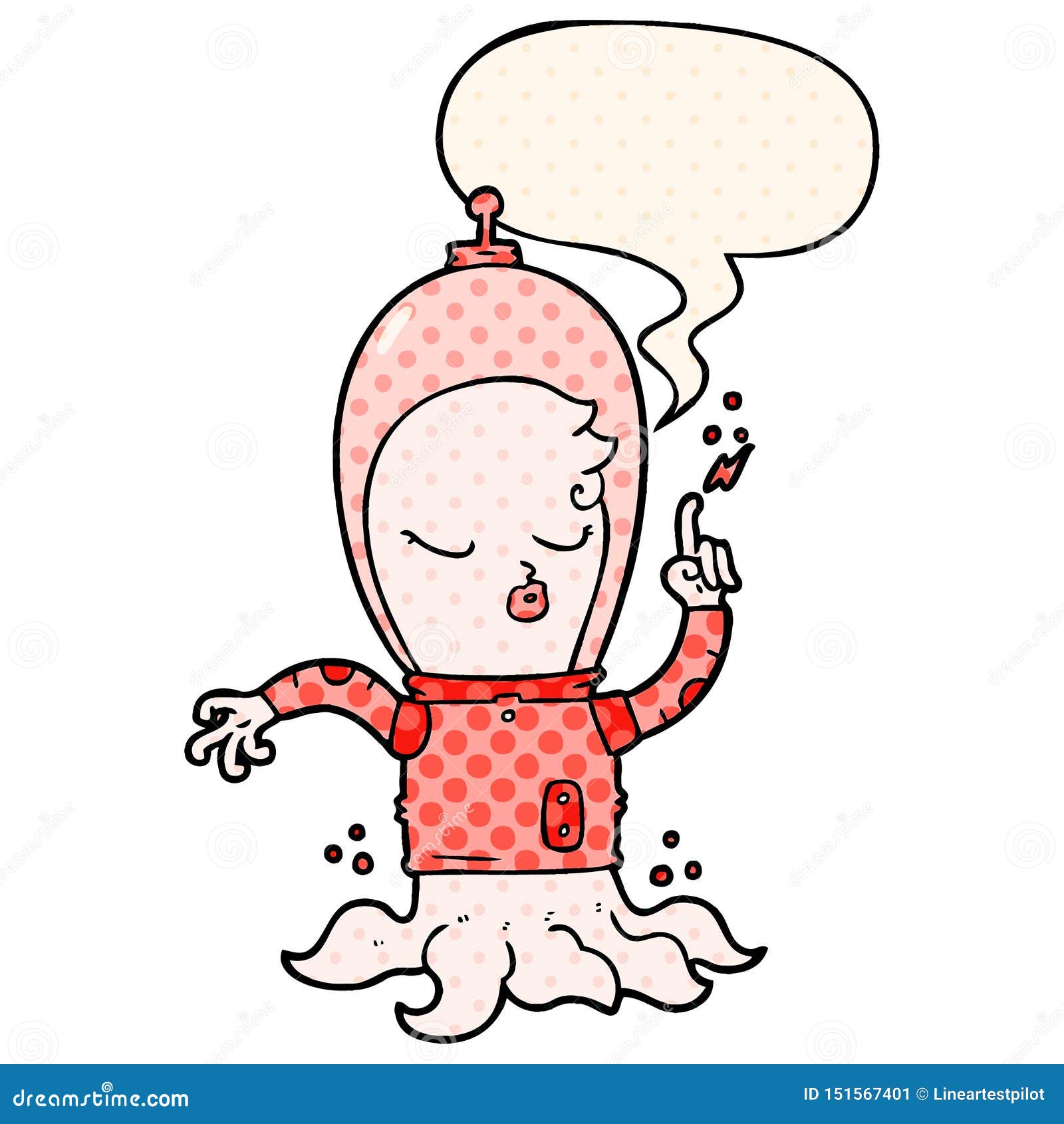 A Creative Cute Cartoon Alien and Speech Bubble in Comic Book Style ...