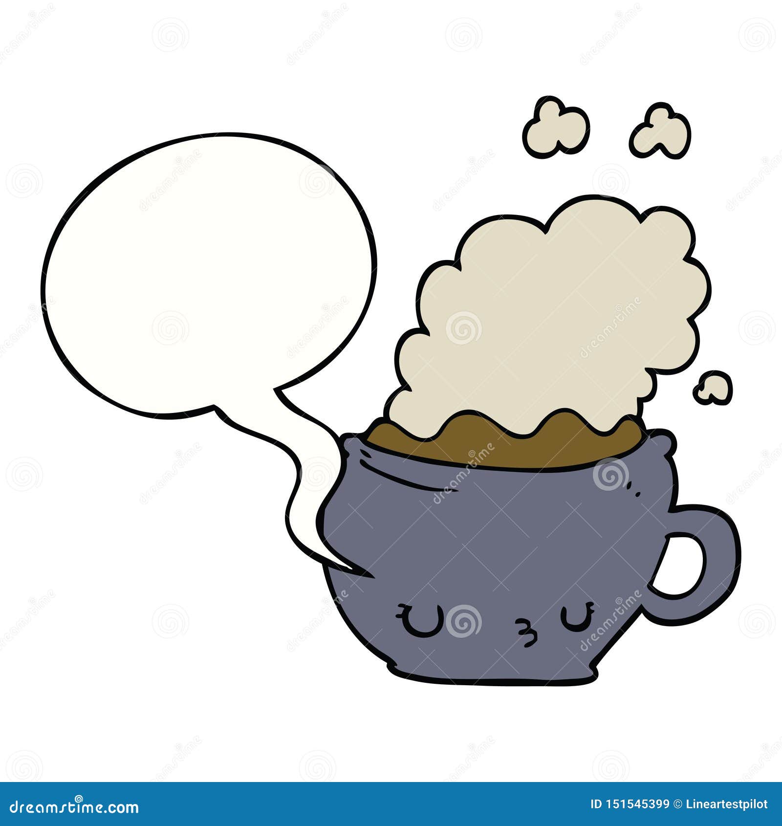 A Creative Cute Cartoon Coffee Cup and Speech Bubble Stock Vector ...