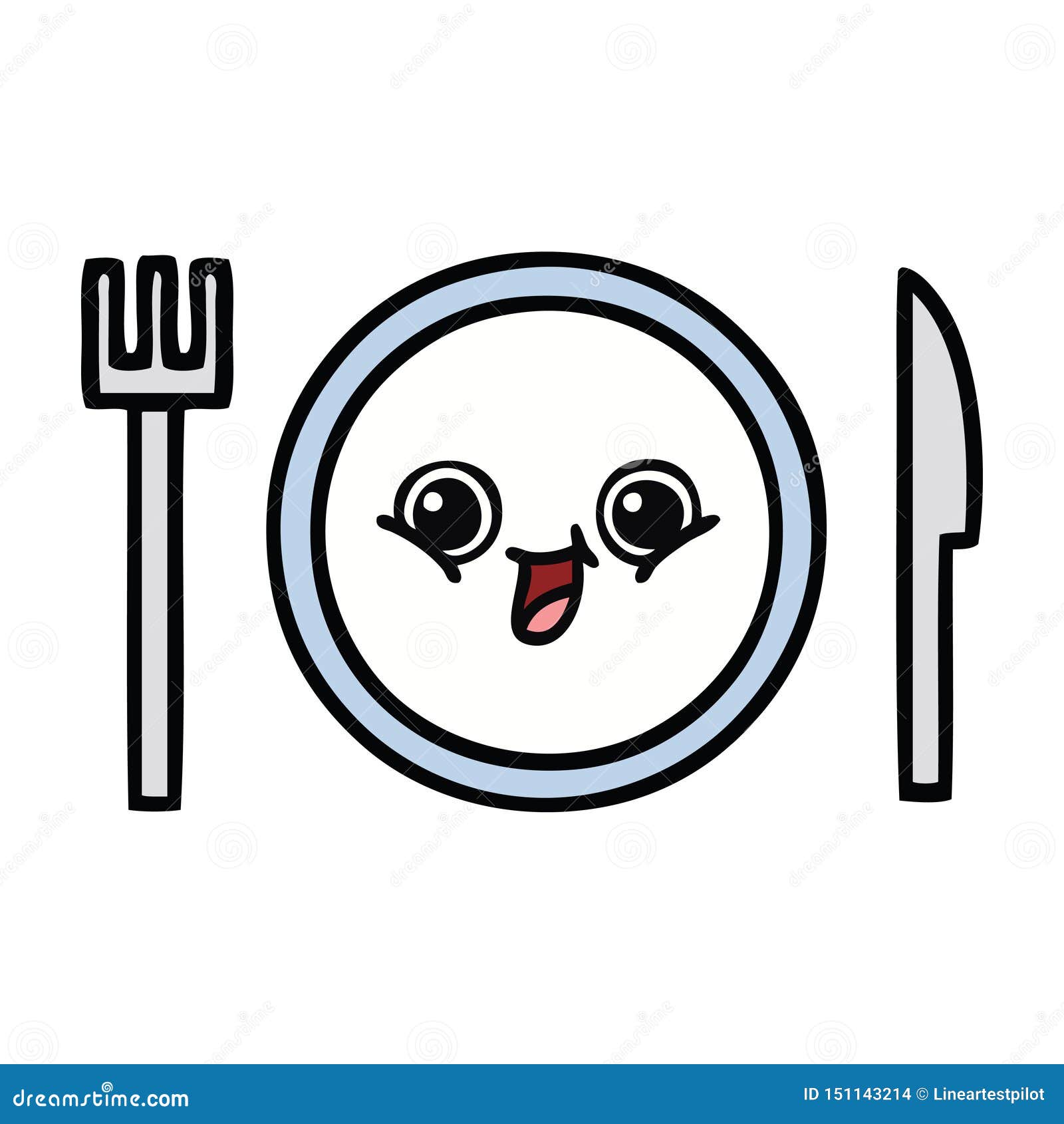 A Creative Cute Cartoon Dinner Plate Stock Vector - Illustration of ...