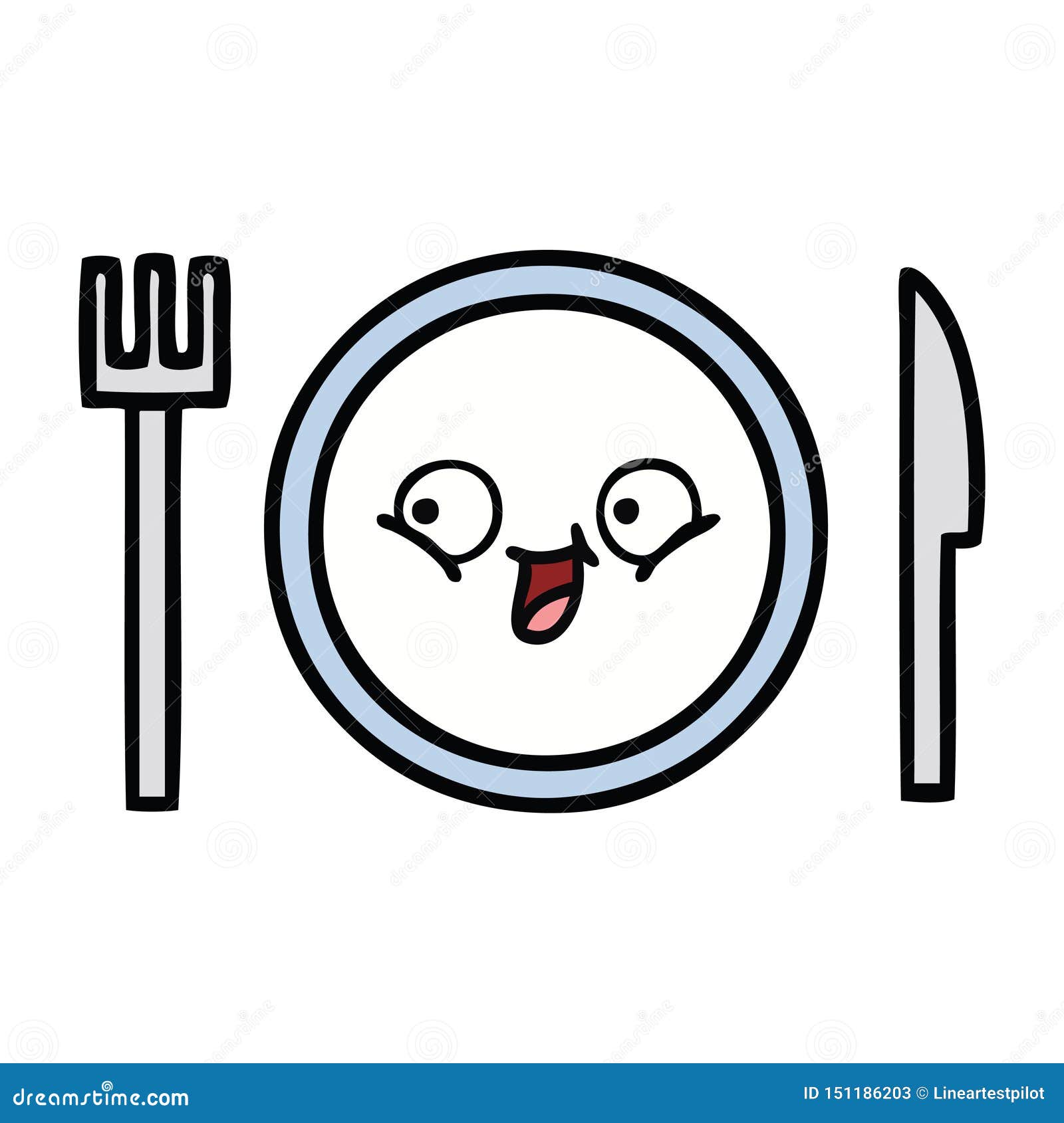 A Creative Cute Cartoon Dinner Plate Stock Vector - Illustration of ...