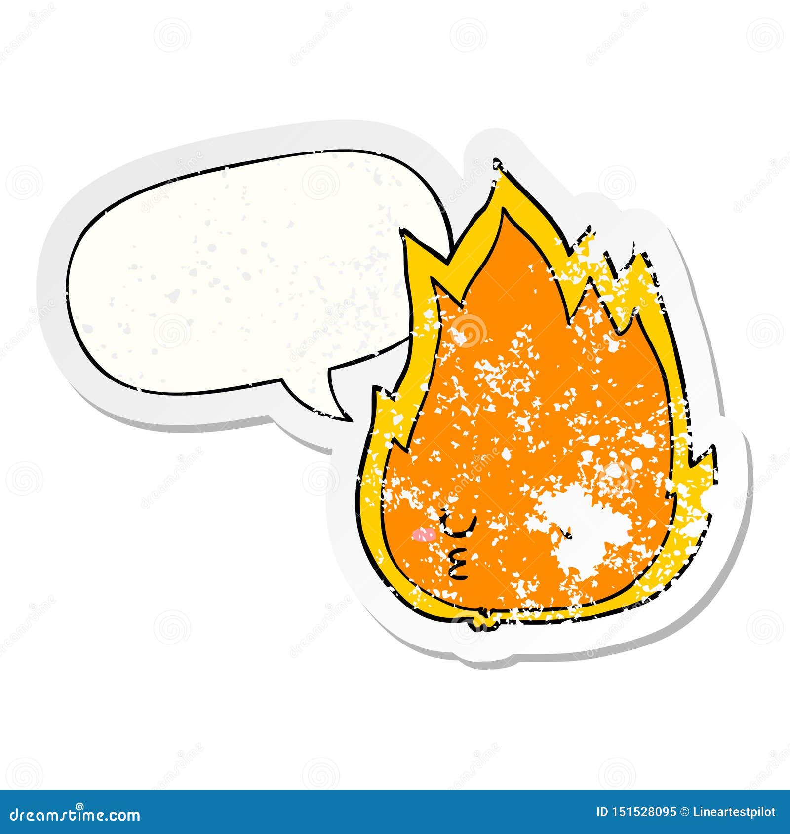 A Creative Cute Cartoon Fire and Speech Bubble Distressed Sticker Stock ...