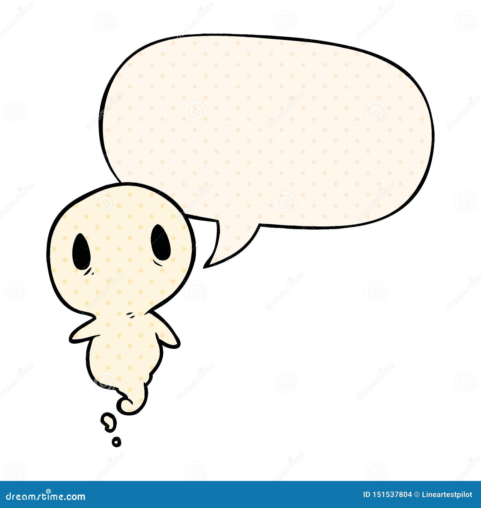 A Creative Cute Cartoon Ghost and Speech Bubble in Comic Book Style ...