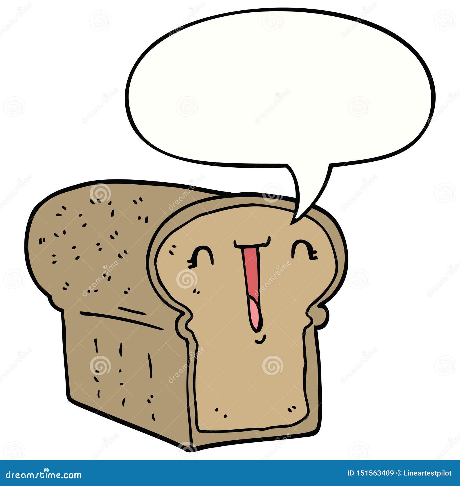 A Creative Cute Cartoon Loaf of Bread and Speech Bubble Stock Vector ...