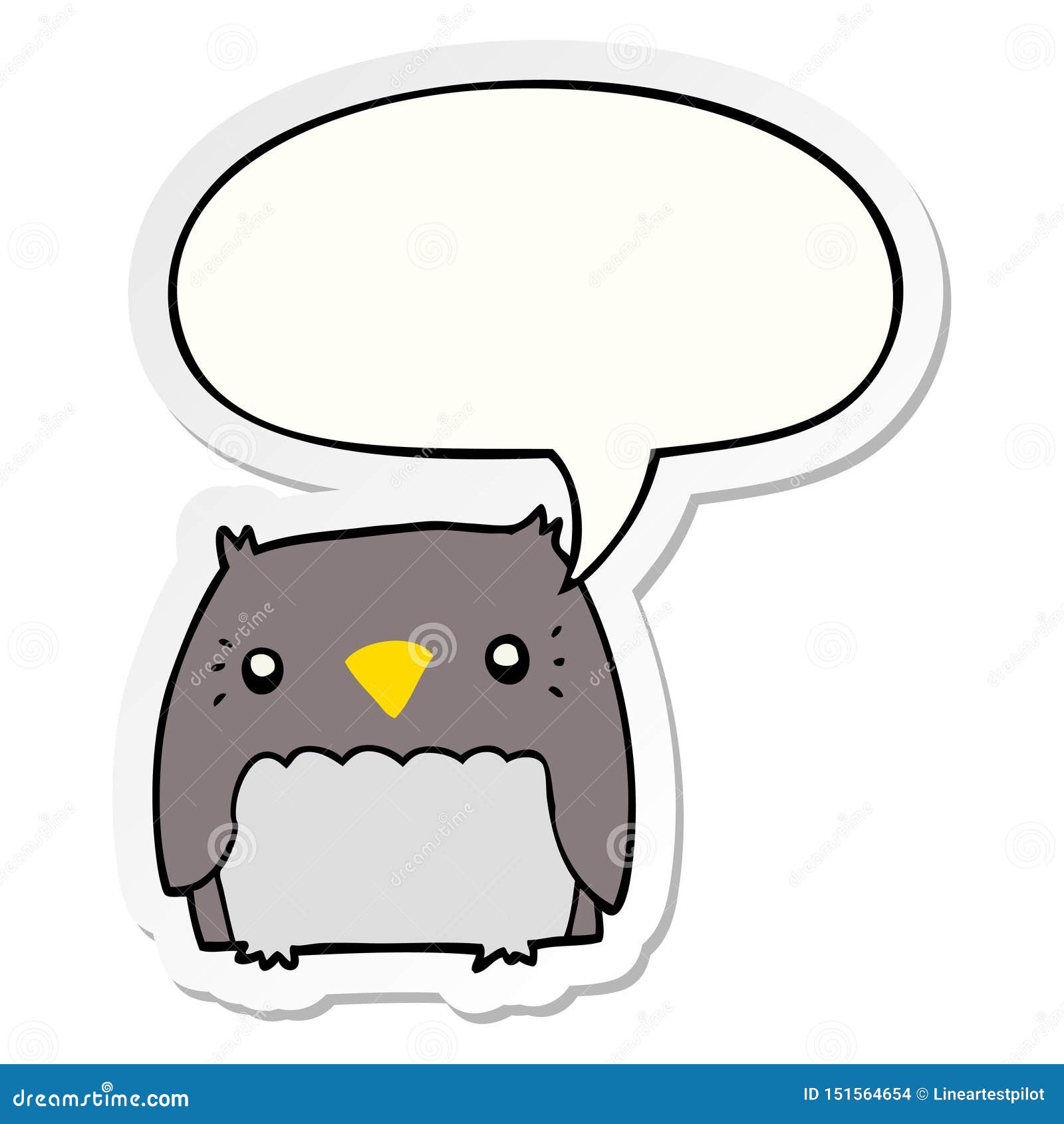 A Creative Cute Cartoon Owl and Speech Bubble Sticker Stock Vector ...