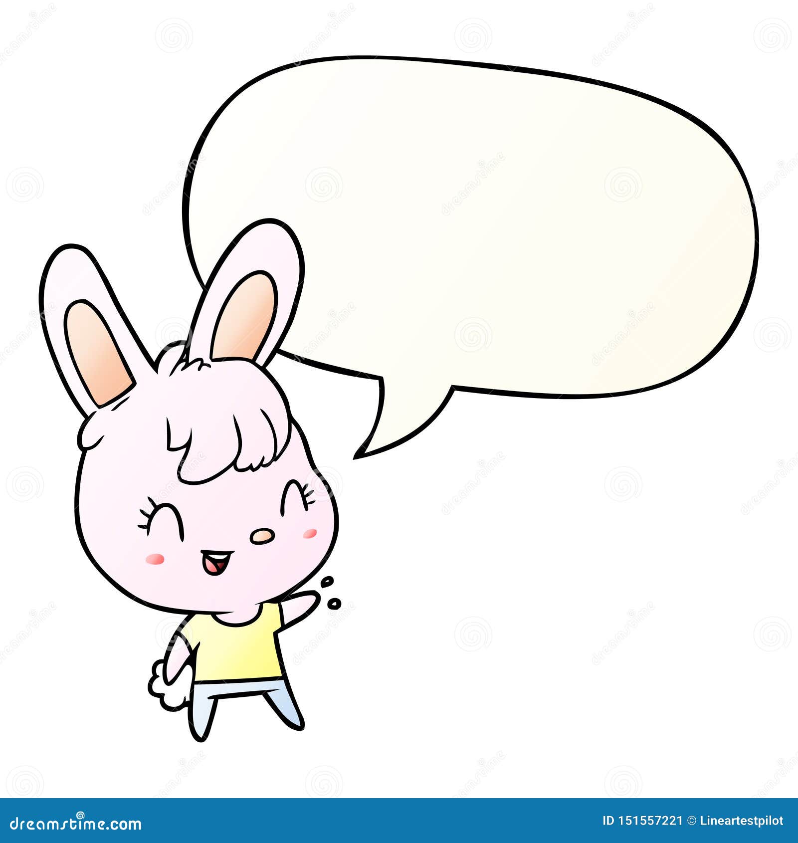 A Creative Cute Cartoon Rabbit and Speech Bubble in Smooth Gradient ...
