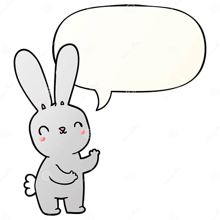 A Creative Cute Cartoon Rabbit and Speech Bubble in Smooth Gradient ...
