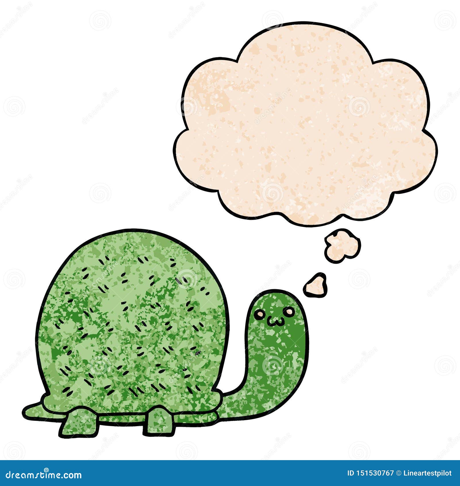 A Creative Cute Cartoon Turtle and Thought Bubble in Grunge Texture ...