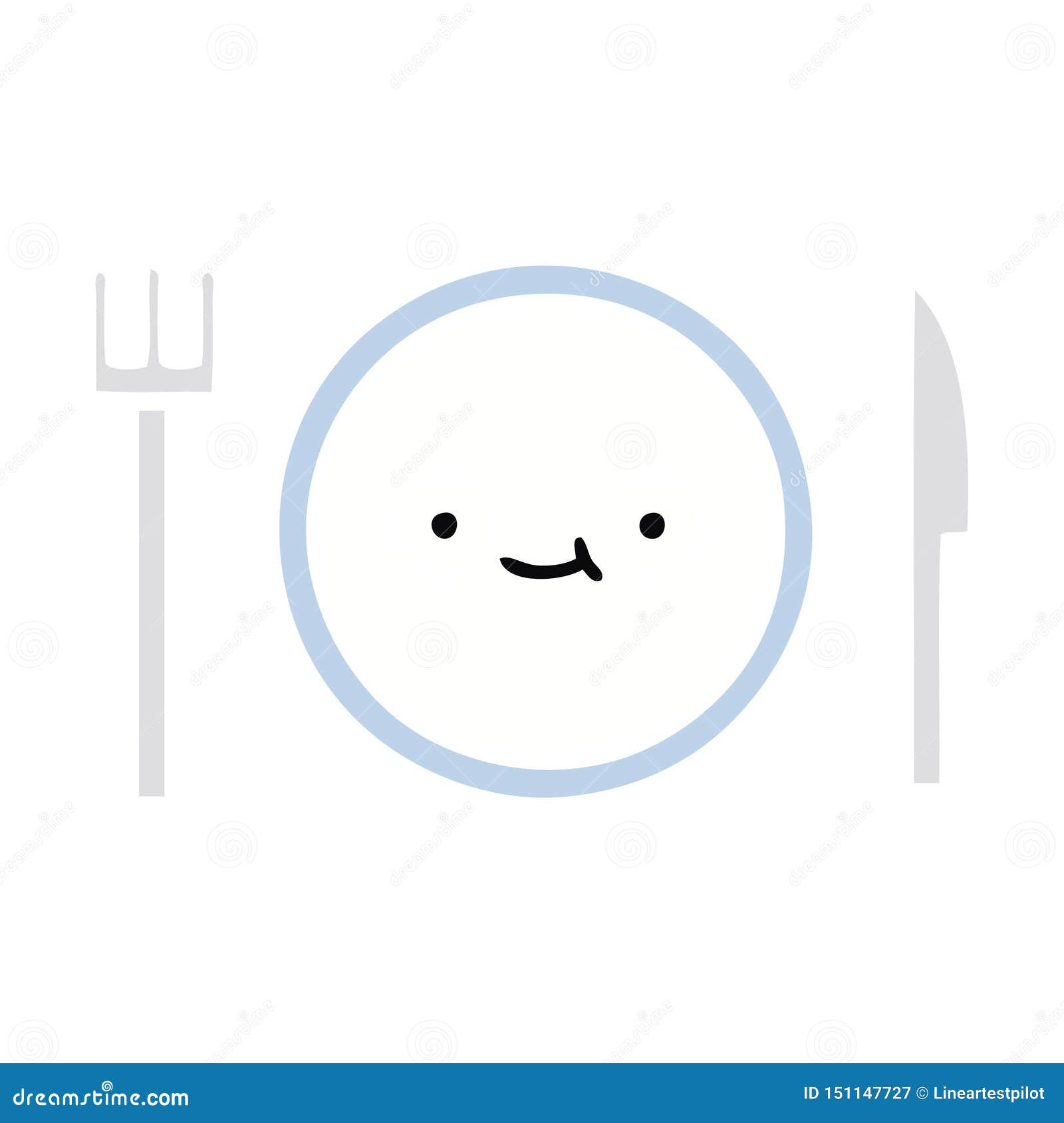 A Creative Flat Color Retro Cartoon Dinner Plate Stock Vector ...