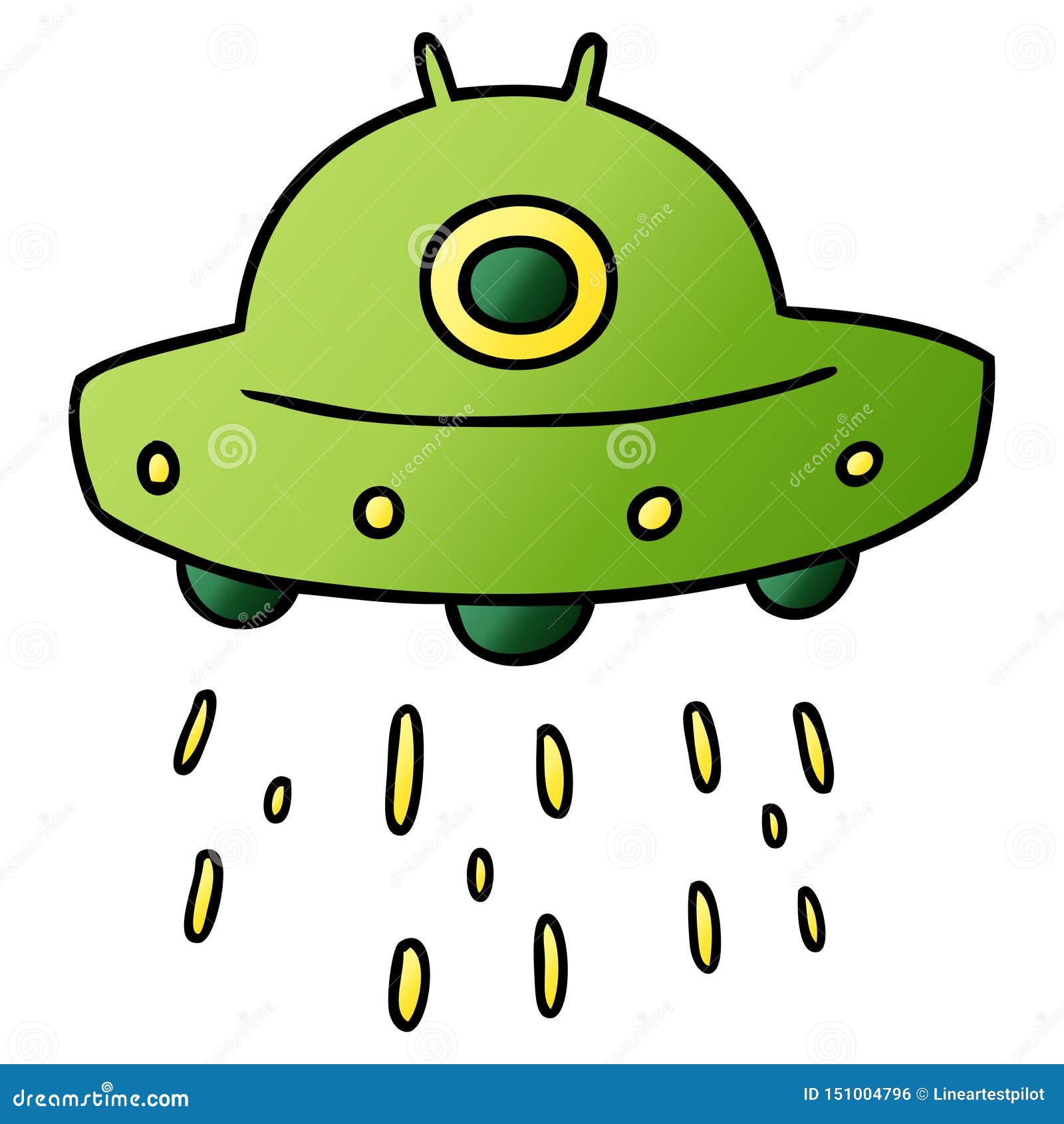 A Creative Gradient Cartoon Doodle of an Alien Ship Stock Vector ...