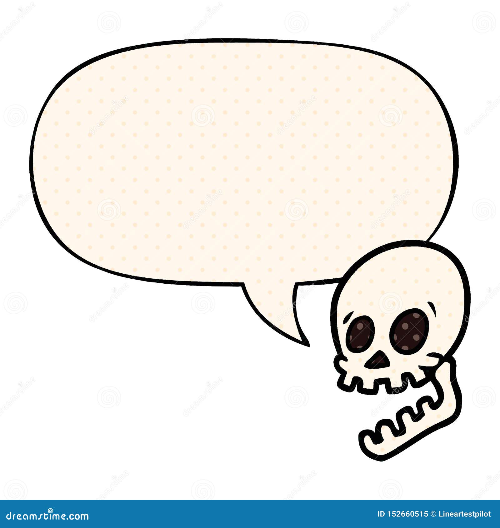 A Creative Laughing Skull Cartoon and Speech Bubble in Comic Book Style ...