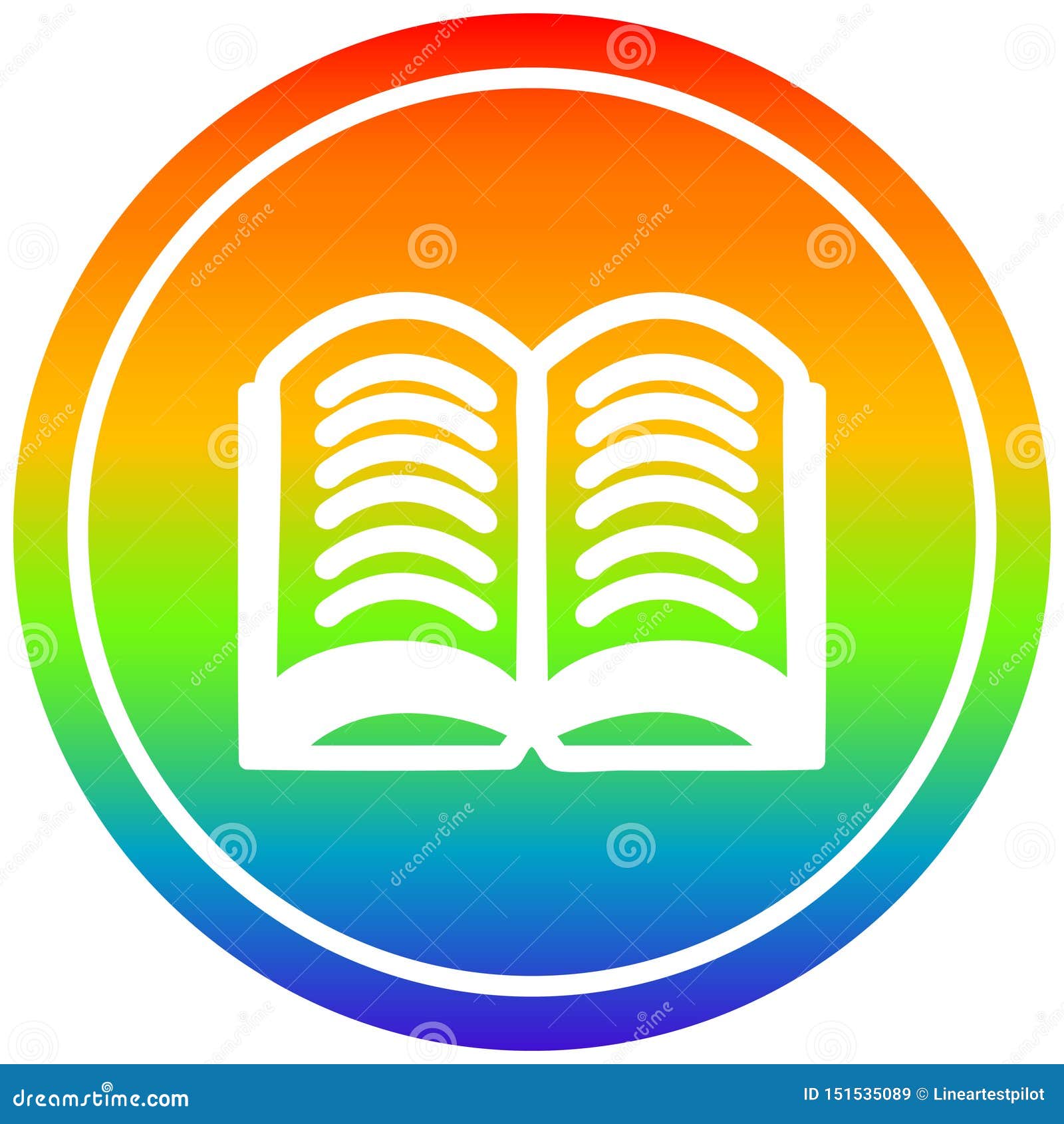 A Creative Open Book Circular In Rainbow Spectrum Stock Vector