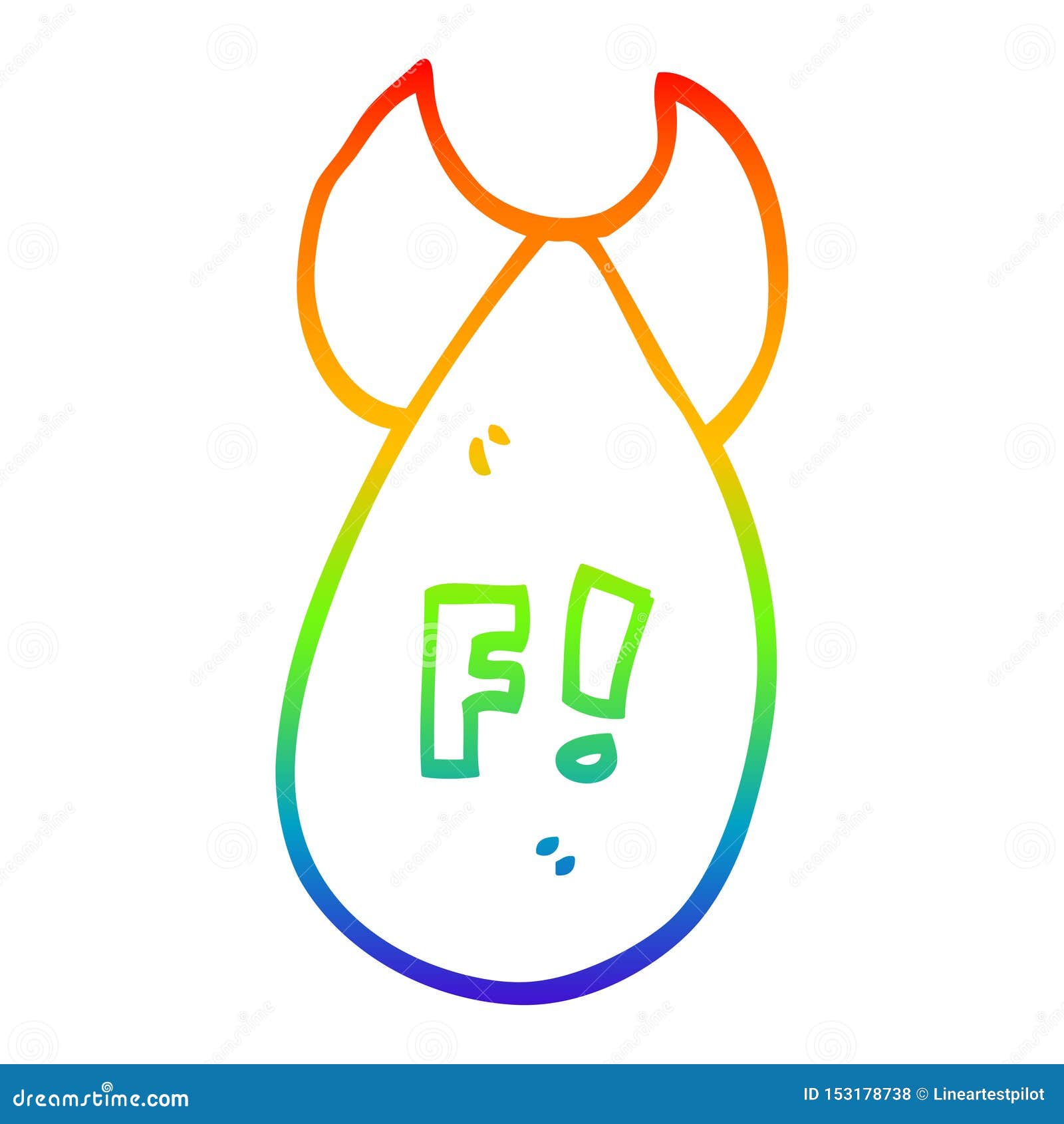A Creative Rainbow Gradient Line Drawing Cartoon Atomic Bomb Stock ...
