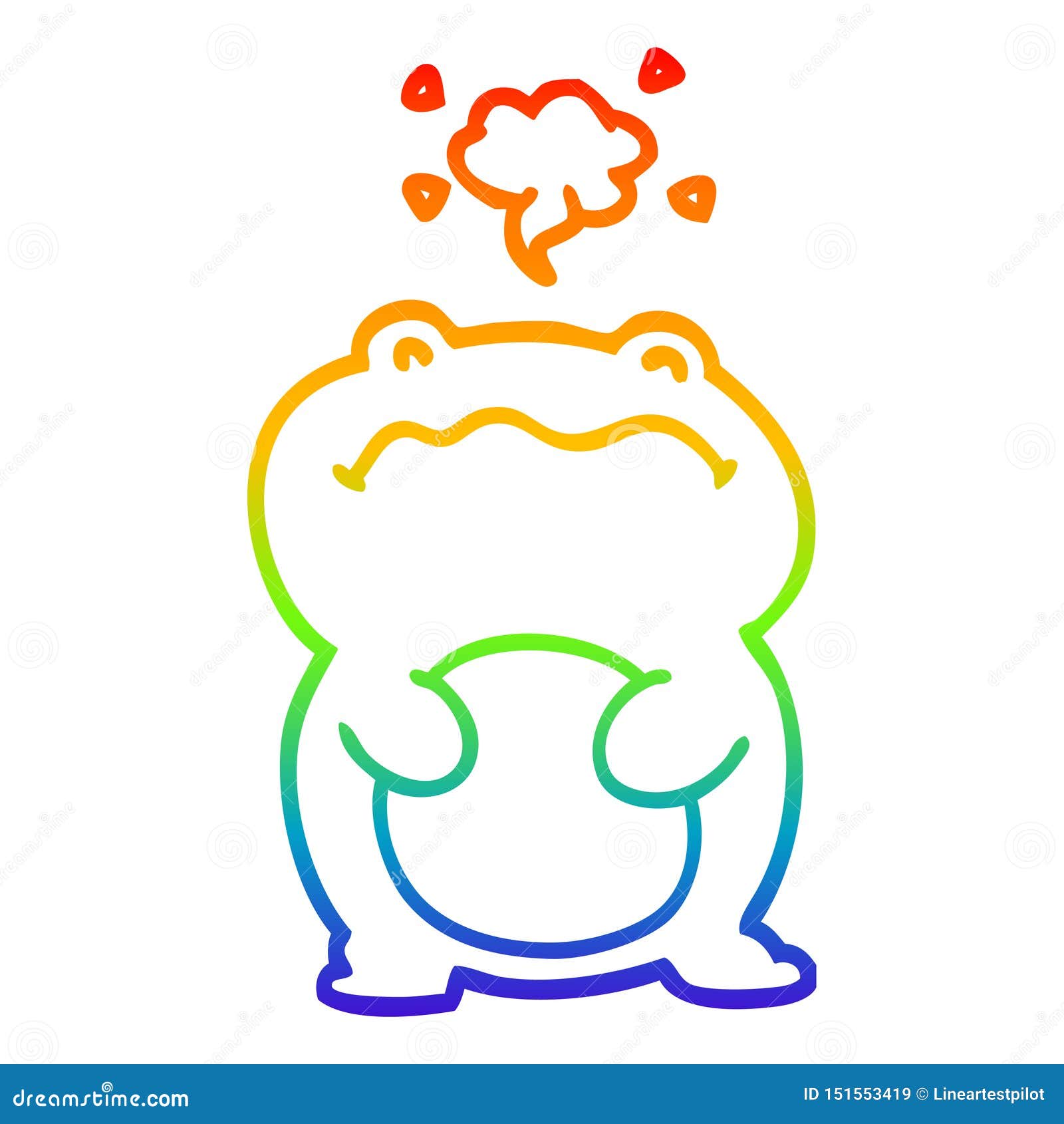 A Creative Rainbow Gradient Line Drawing Cartoon Frog Stock Vector ...