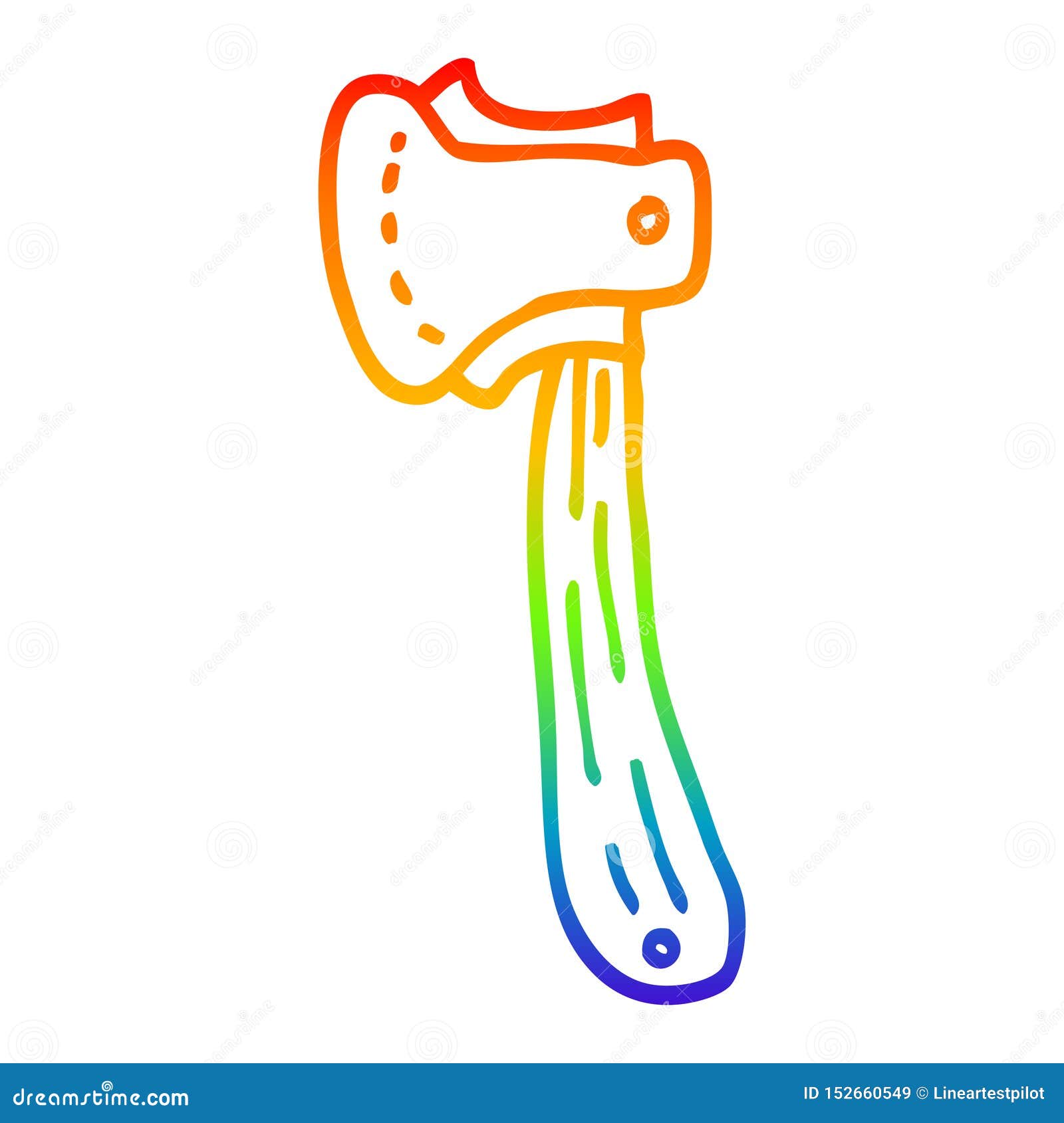 A Creative Rainbow Gradient Line Drawing Cartoon Long Axe Stock Vector ...