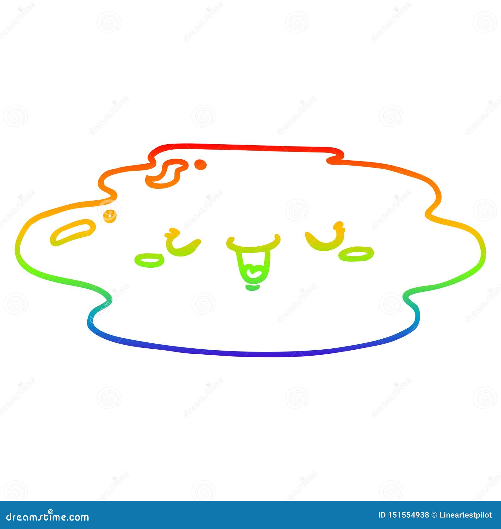 Cartoon Of Mud Puddle In The Middle Of The Road To Forest Vector ...