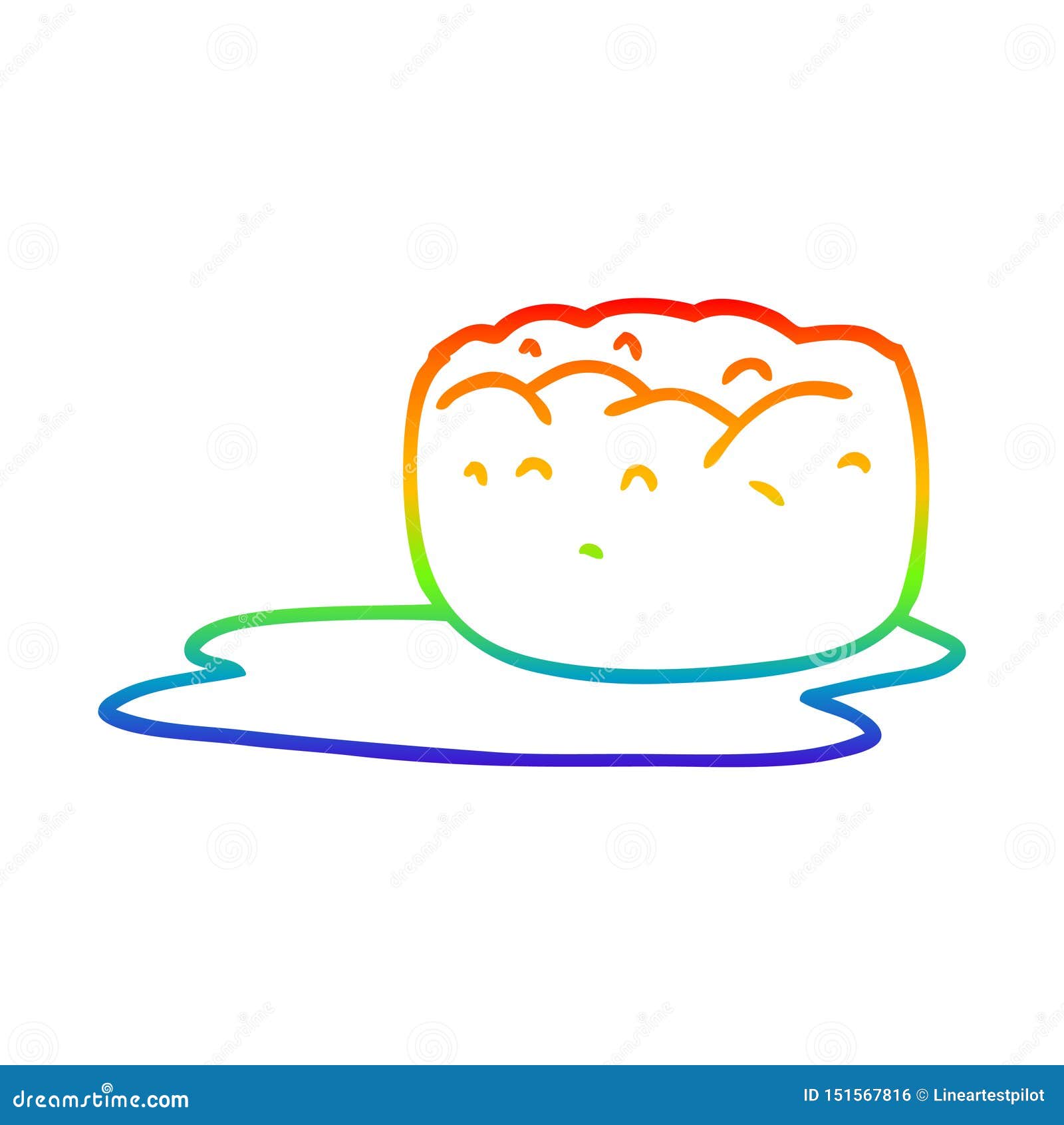 A Creative Rainbow Gradient Line Drawing Cartoon Yorkshire Pudding and ...