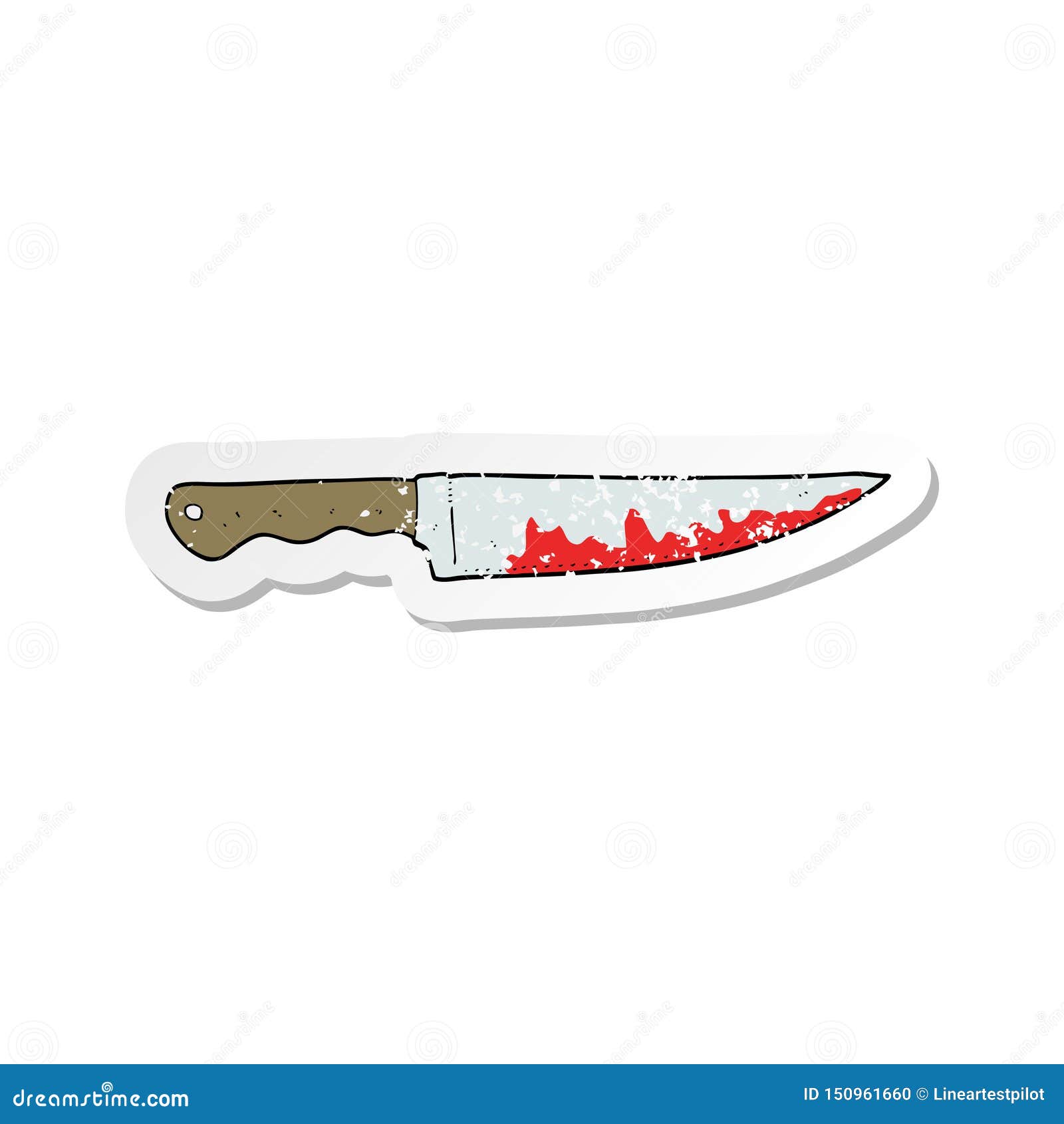 A Creative Retro Distressed Sticker of a Cartoon Bloody Kitchen Knife ...