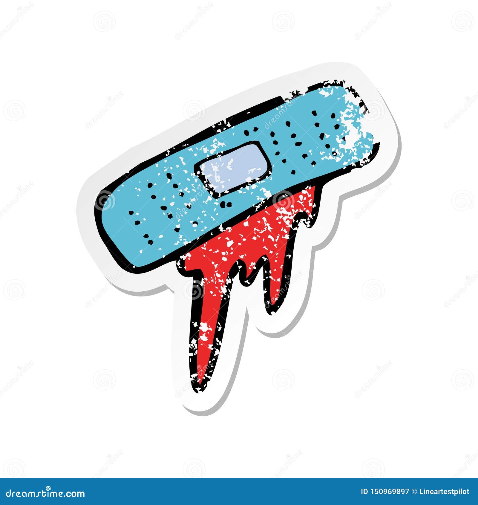 A Creative Retro Distressed Sticker of a Cartoon Bloody Plaster Stock ...