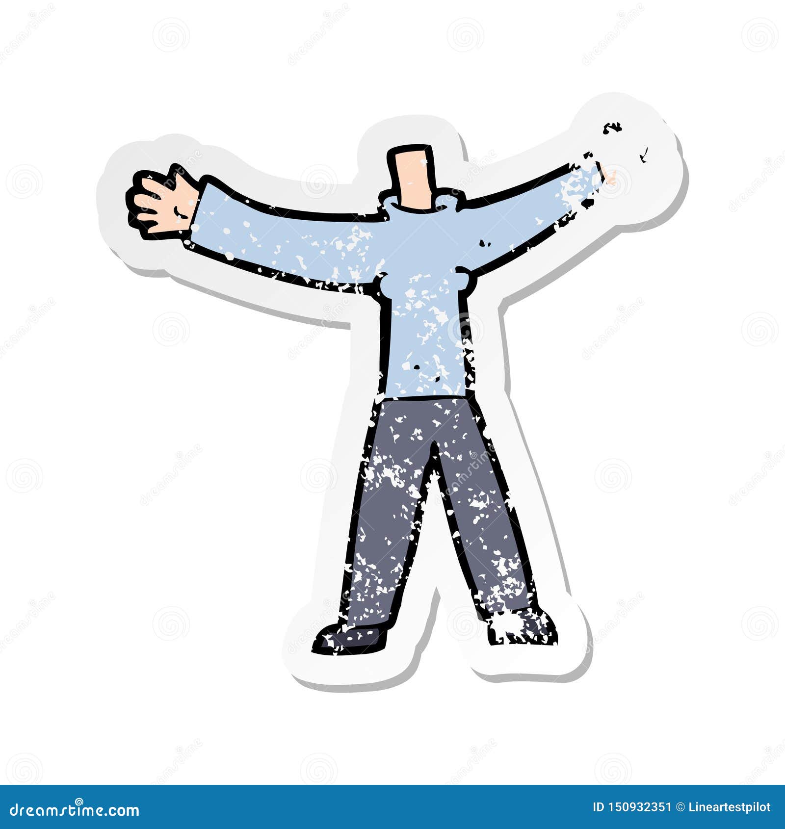 A Creative Retro Distressed Sticker of a Cartoon Headless Body Stock ... A Creative Retro Distressed Sticker of a Cartoon Headless Body Stock ...