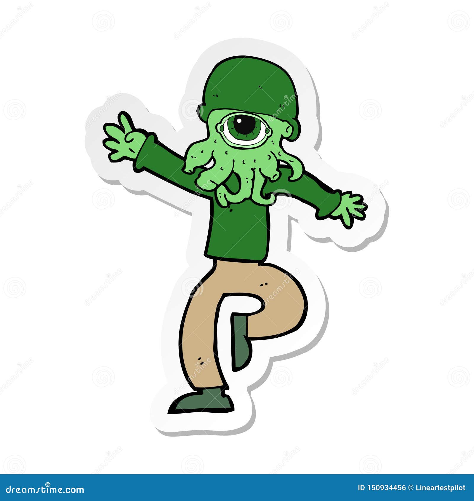 A Creative Sticker Of A Cartoon Alien Monster Man Stock Vector Illustration Of Male Alien