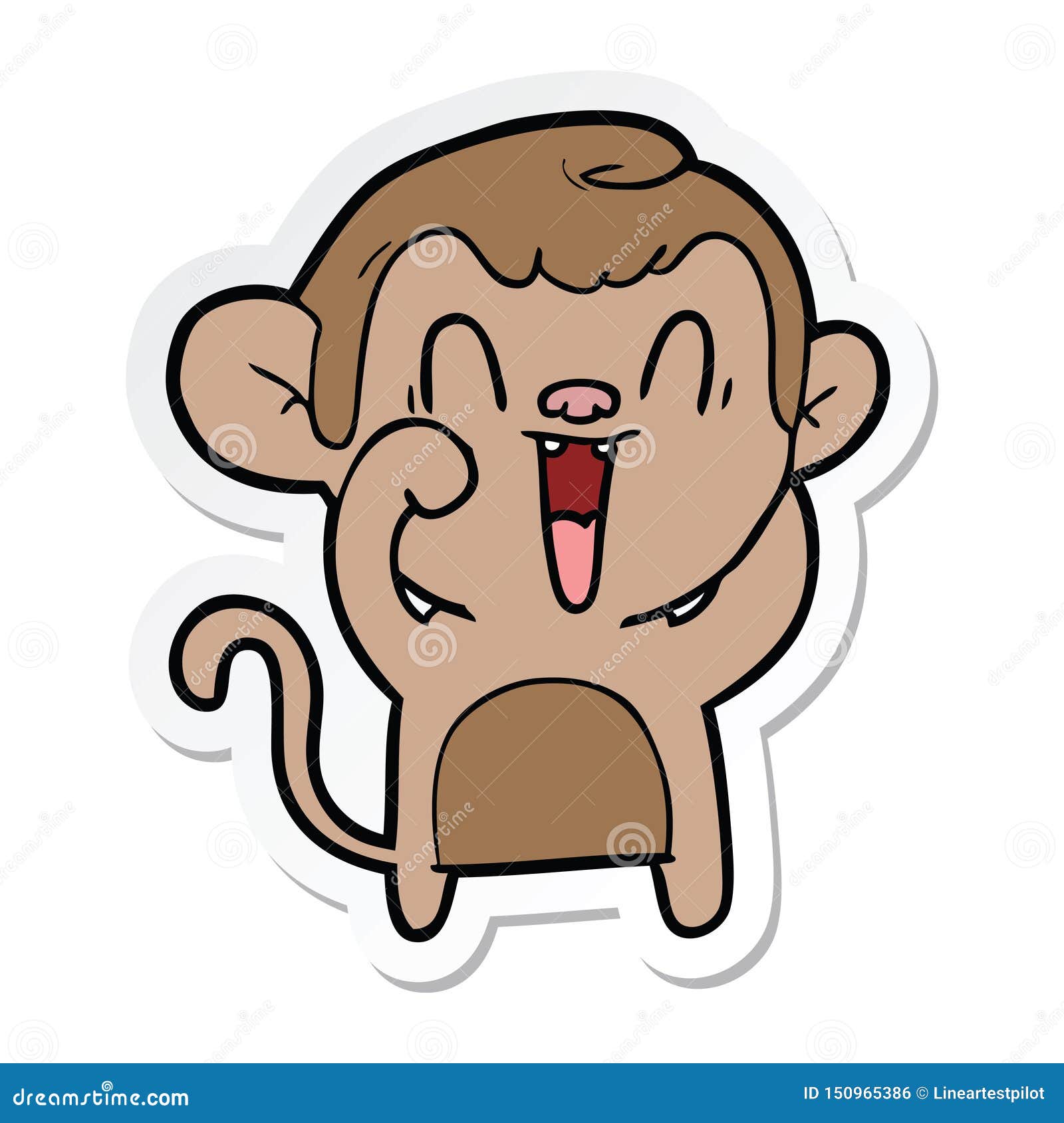 Laughing Monkey Color Vector Sticker | CartoonDealer.com #275986565