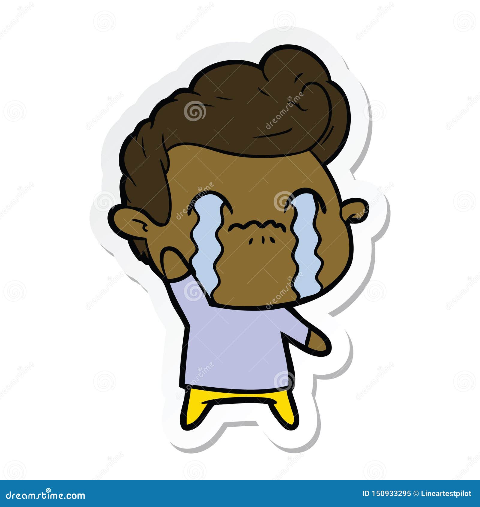 A Creative Sticker of a Cartoon Man Crying Stock Vector - Illustration ...