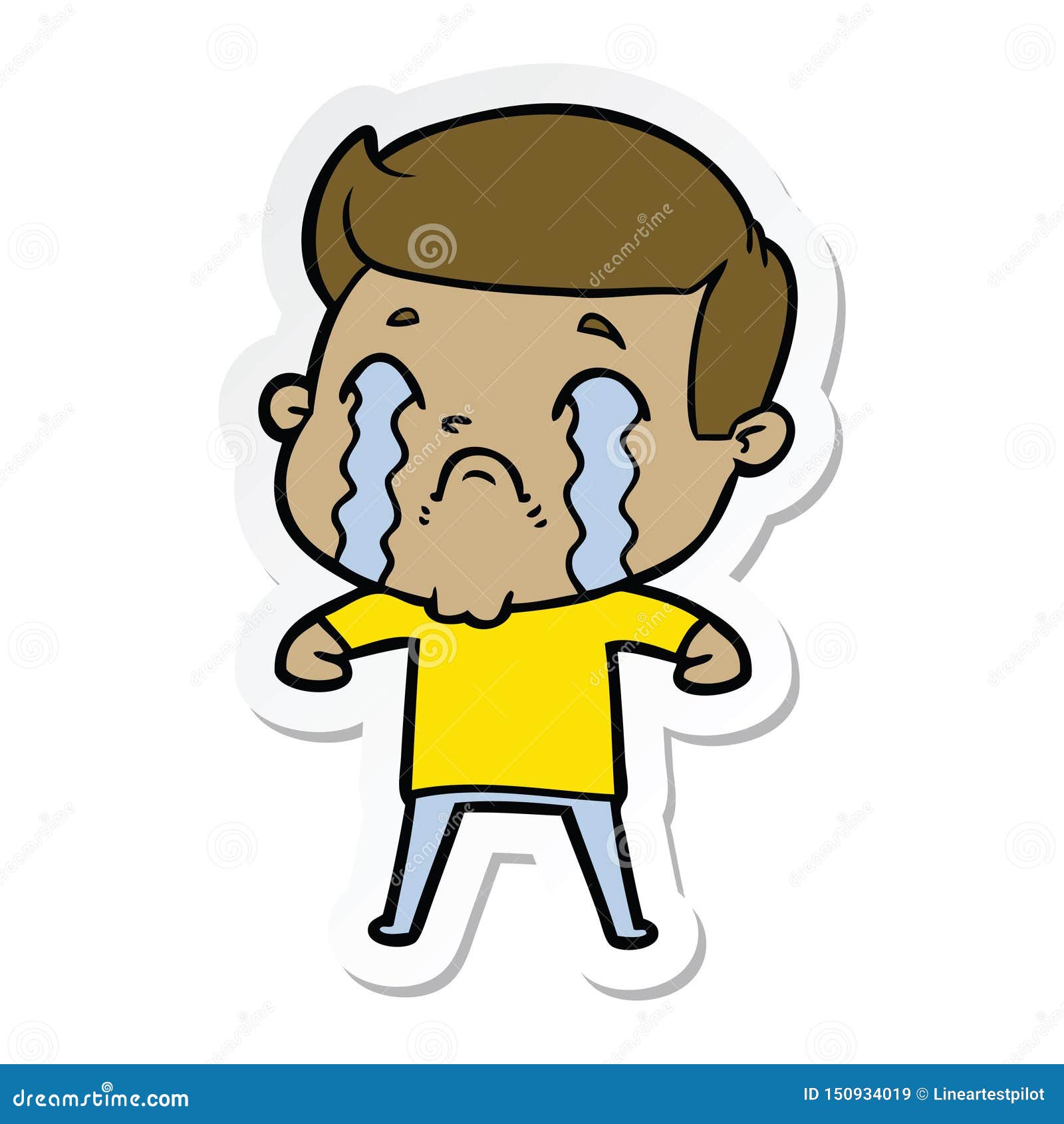 A Creative Sticker of a Cartoon Man Crying Stock Vector - Illustration ...