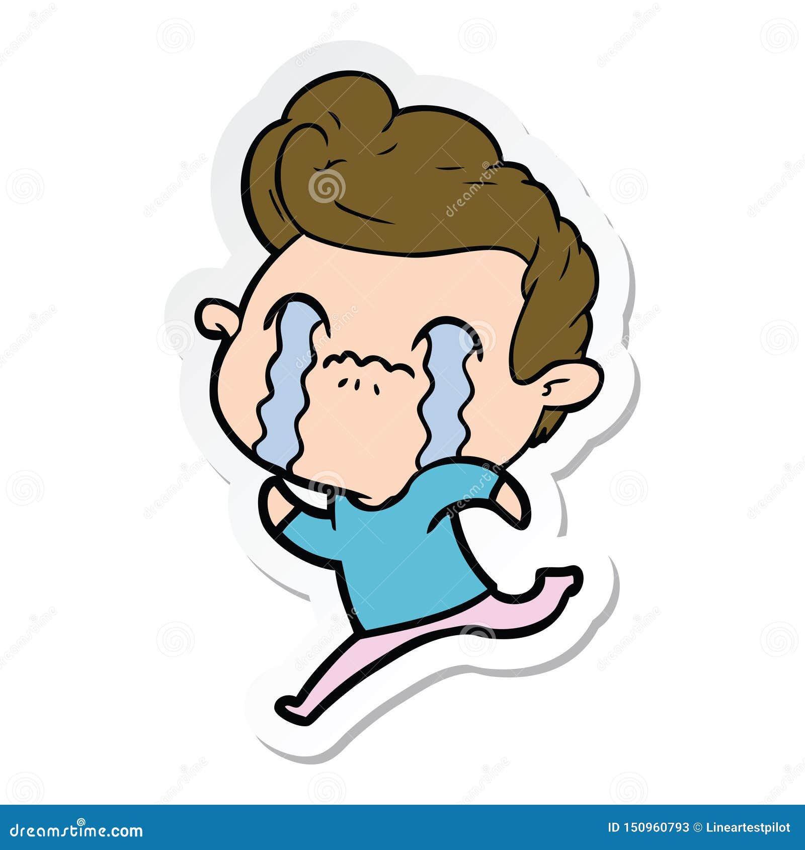 A Creative Sticker of a Cartoon Man Crying Stock Vector - Illustration ...