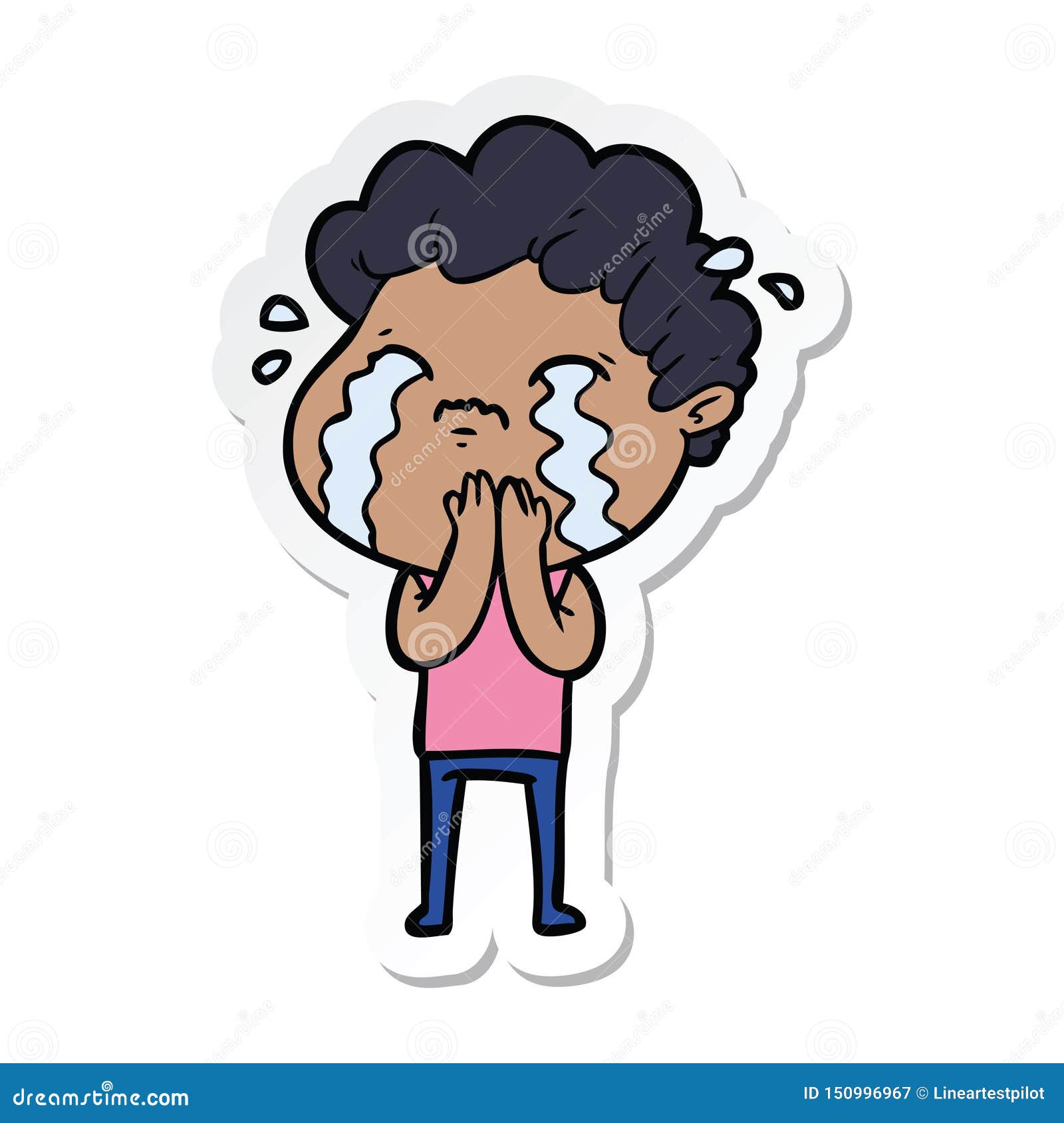 A Creative Sticker of a Cartoon Man Crying Stock Vector - Illustration ...