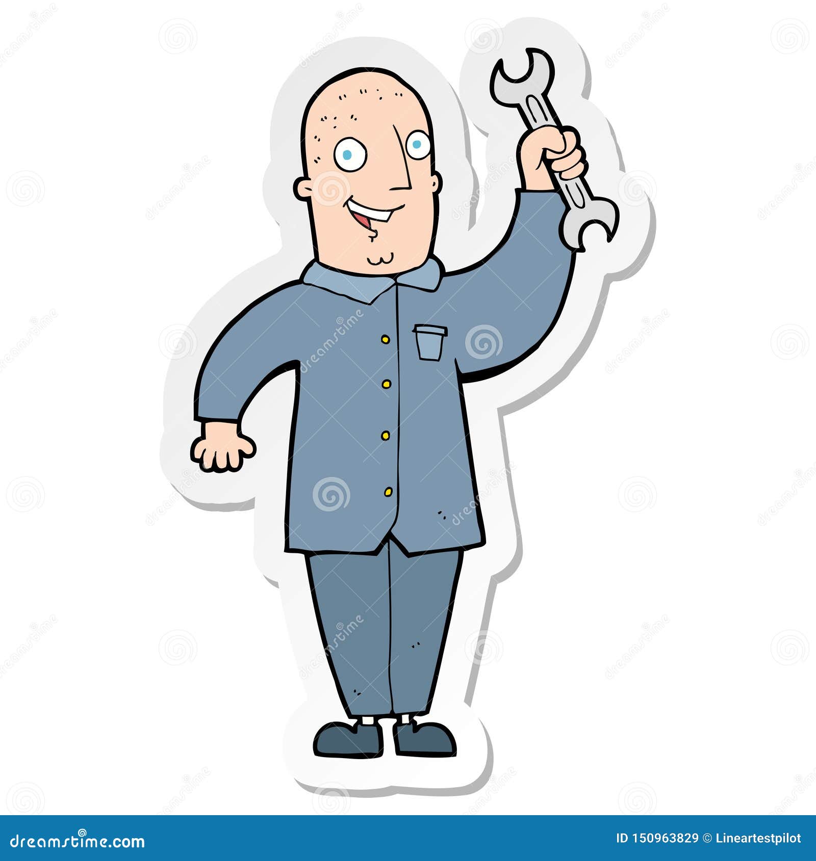 A Creative Sticker of a Cartoon Mechanic Stock Vector - Illustration of ...