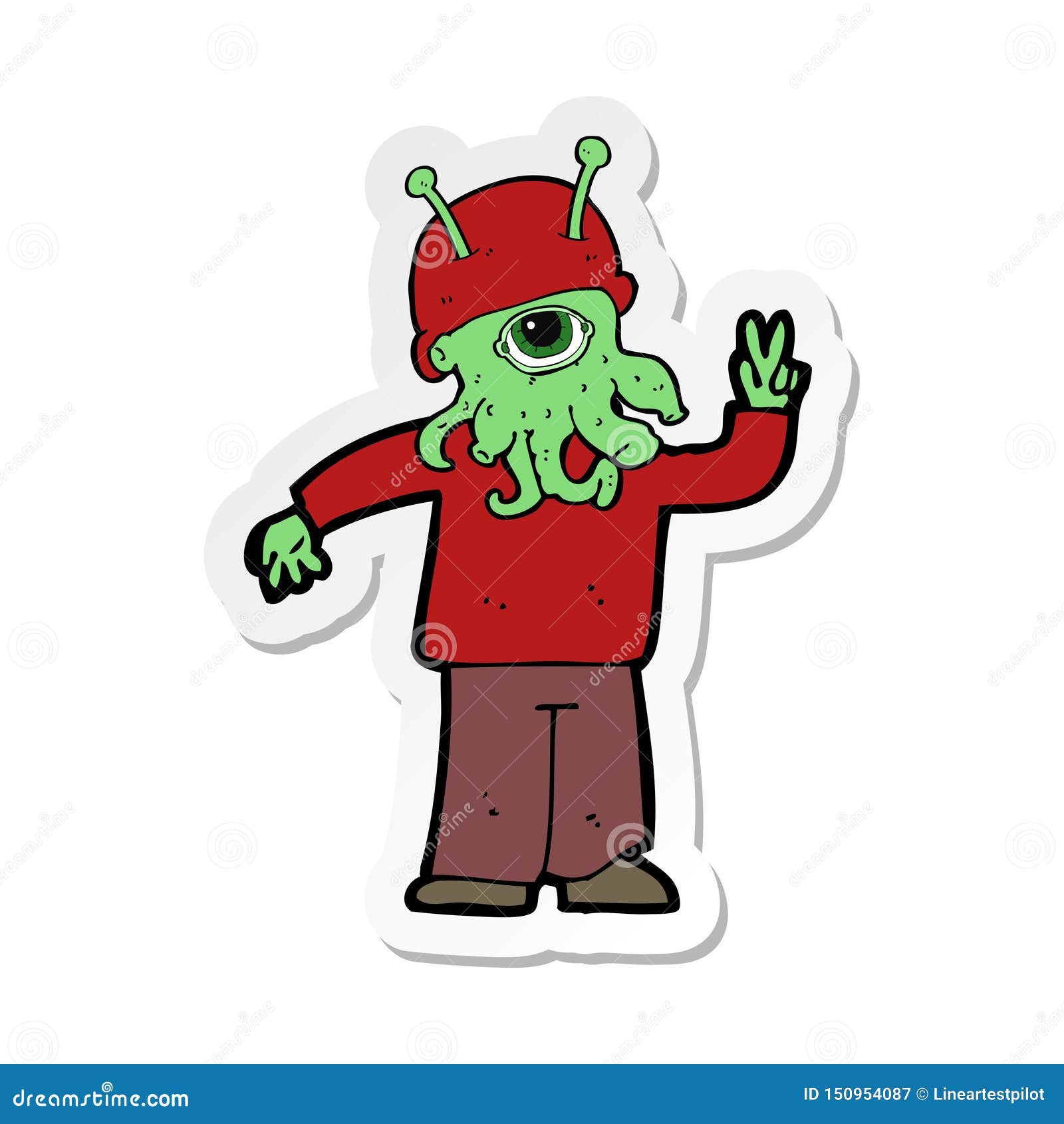 A Creative Sticker of a Cartoon Space Alien Stock Vector - Illustration ...