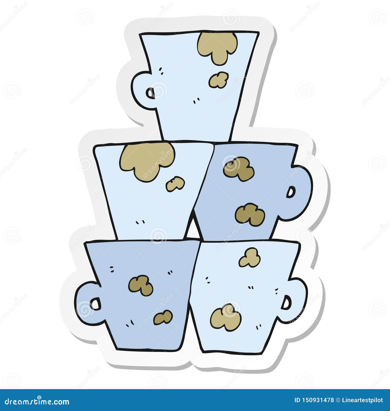 A Creative Sticker of a Cartoon Stack of Dirty Coffee Cups Stock Vector ...