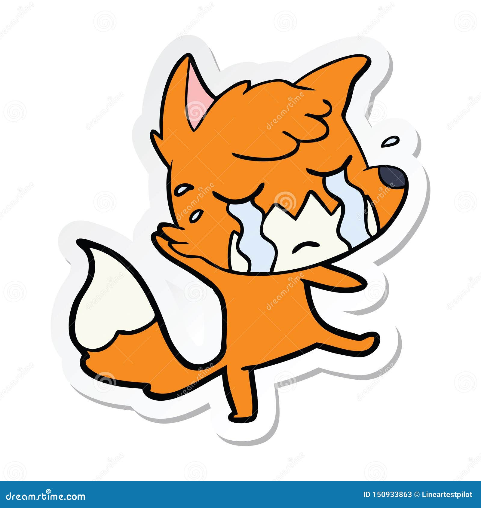 A Creative Sticker of a Crying Fox Cartoon Stock Vector - Illustration ...