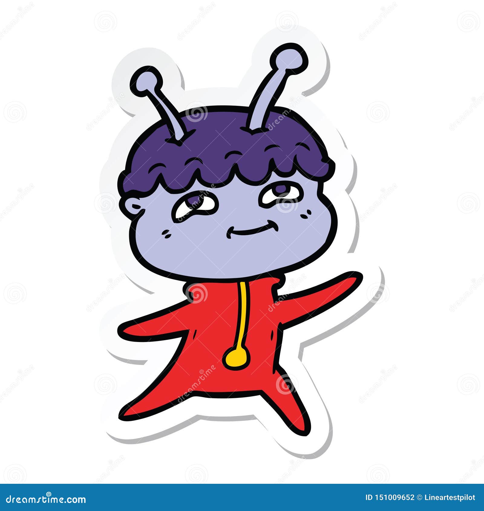 A Creative Sticker of a Friendly Cartoon Spaceman Dancing Stock Vector ...