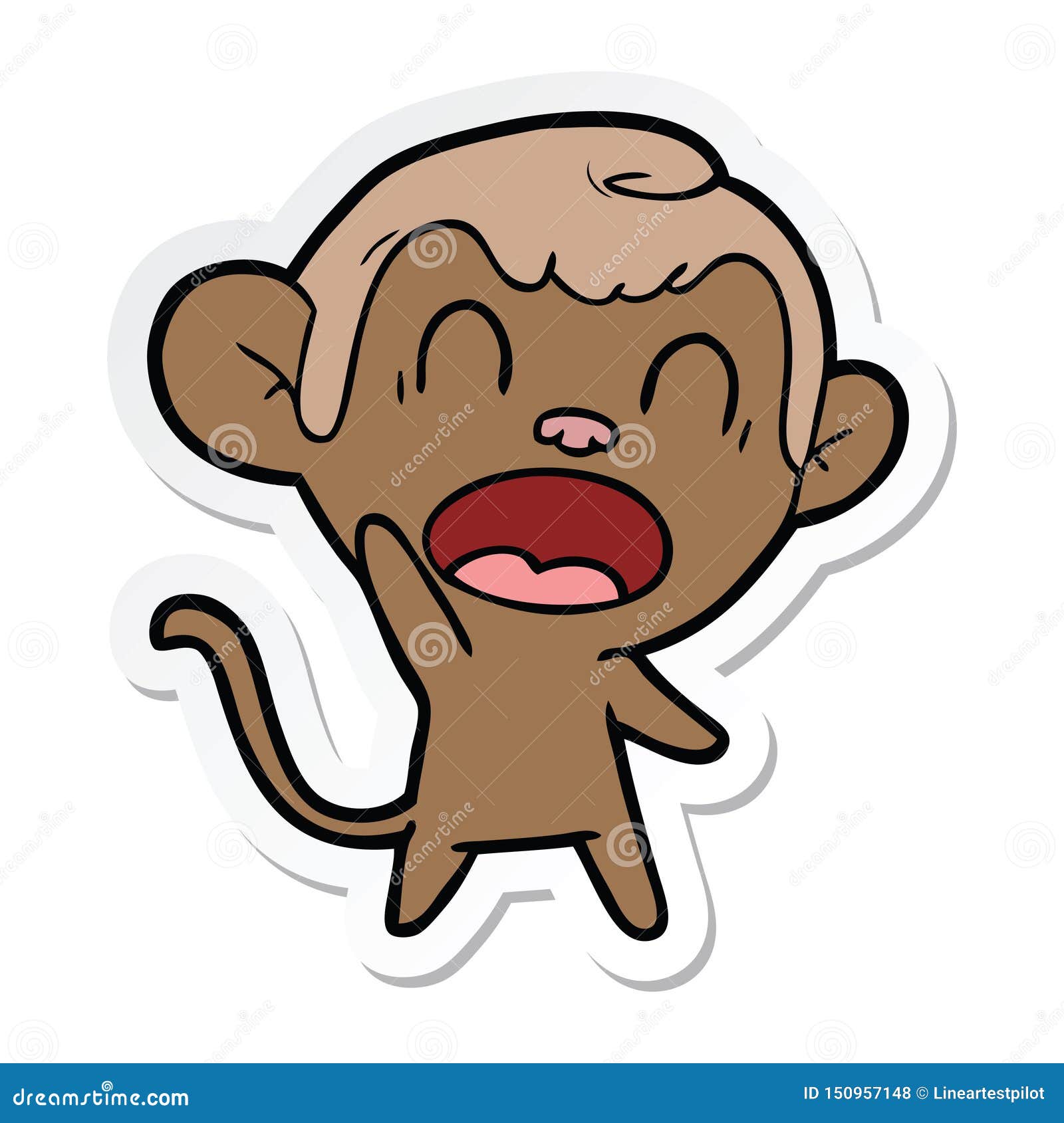 A Creative Sticker of a Shouting Cartoon Monkey Stock Vector ...