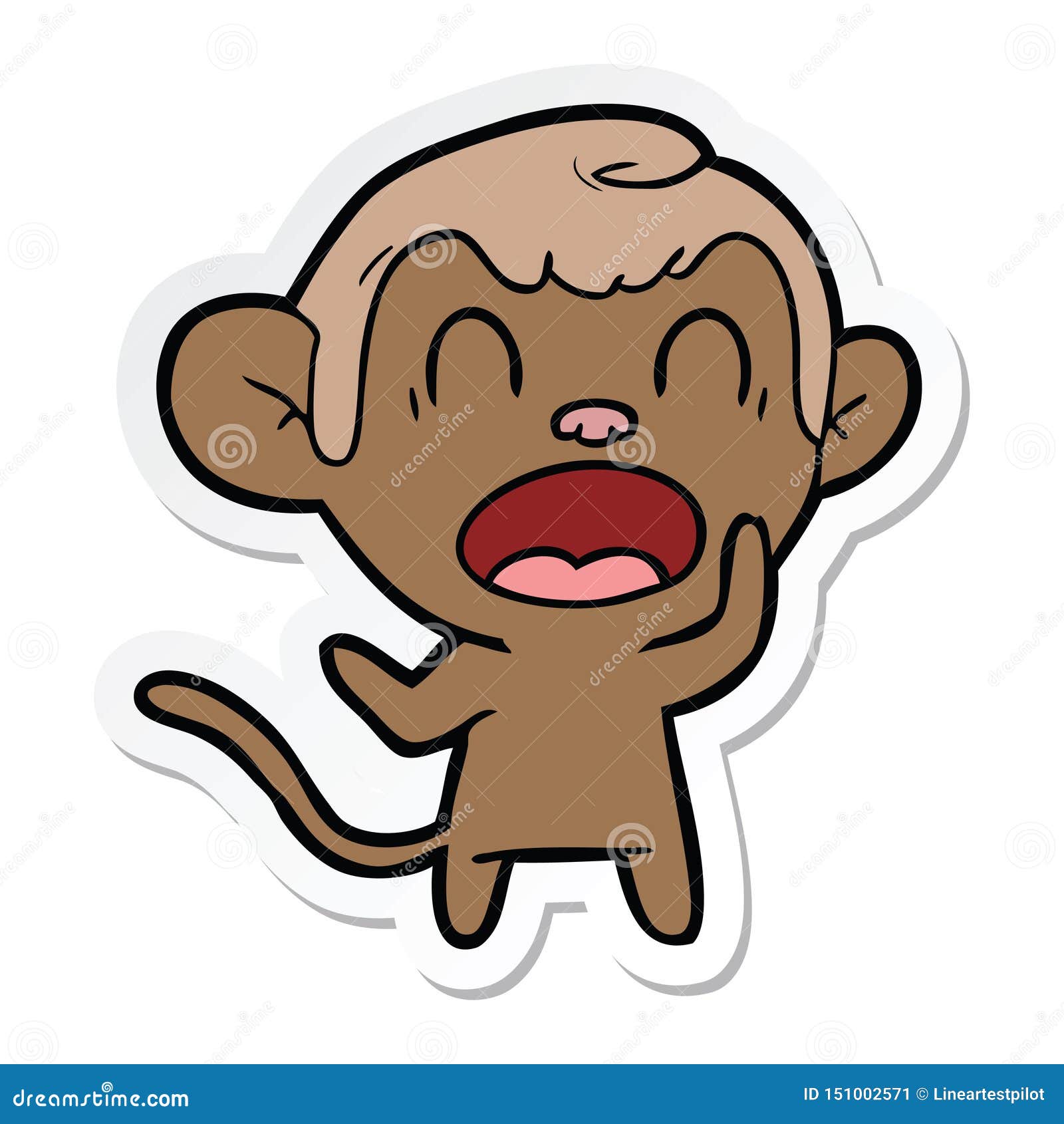 A Creative Sticker of a Shouting Cartoon Monkey Stock Vector ...