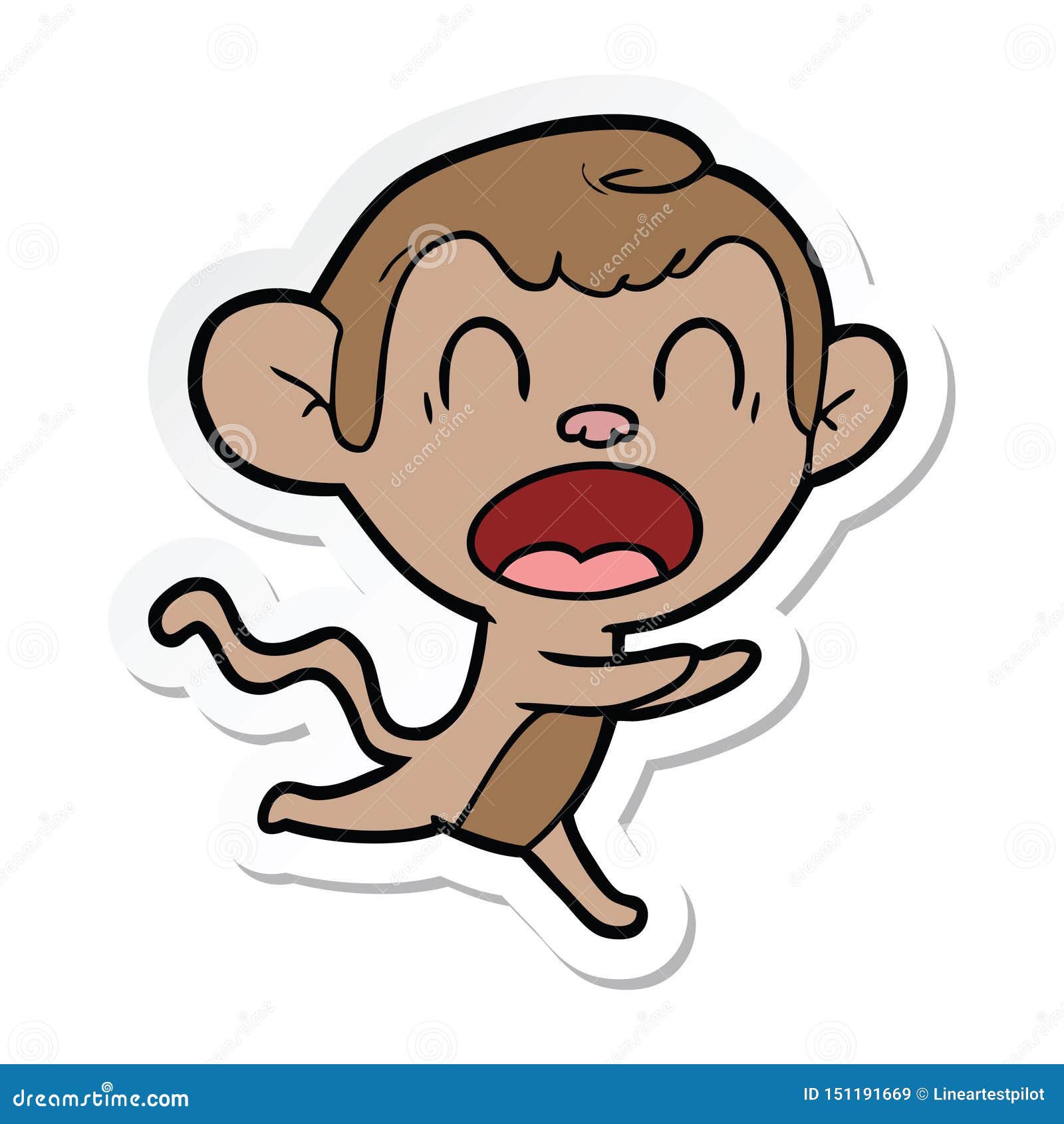 A Creative Sticker of a Shouting Cartoon Monkey Stock Vector ...