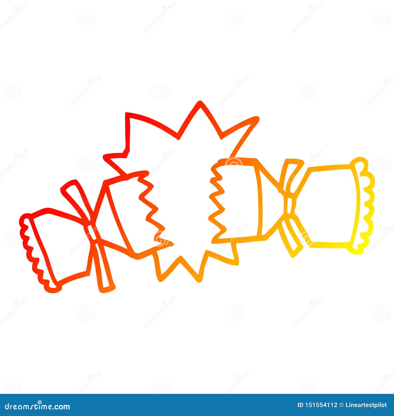 A Creative Warm Gradient Line Drawing Cartoon Exploding Cracker Stock ...