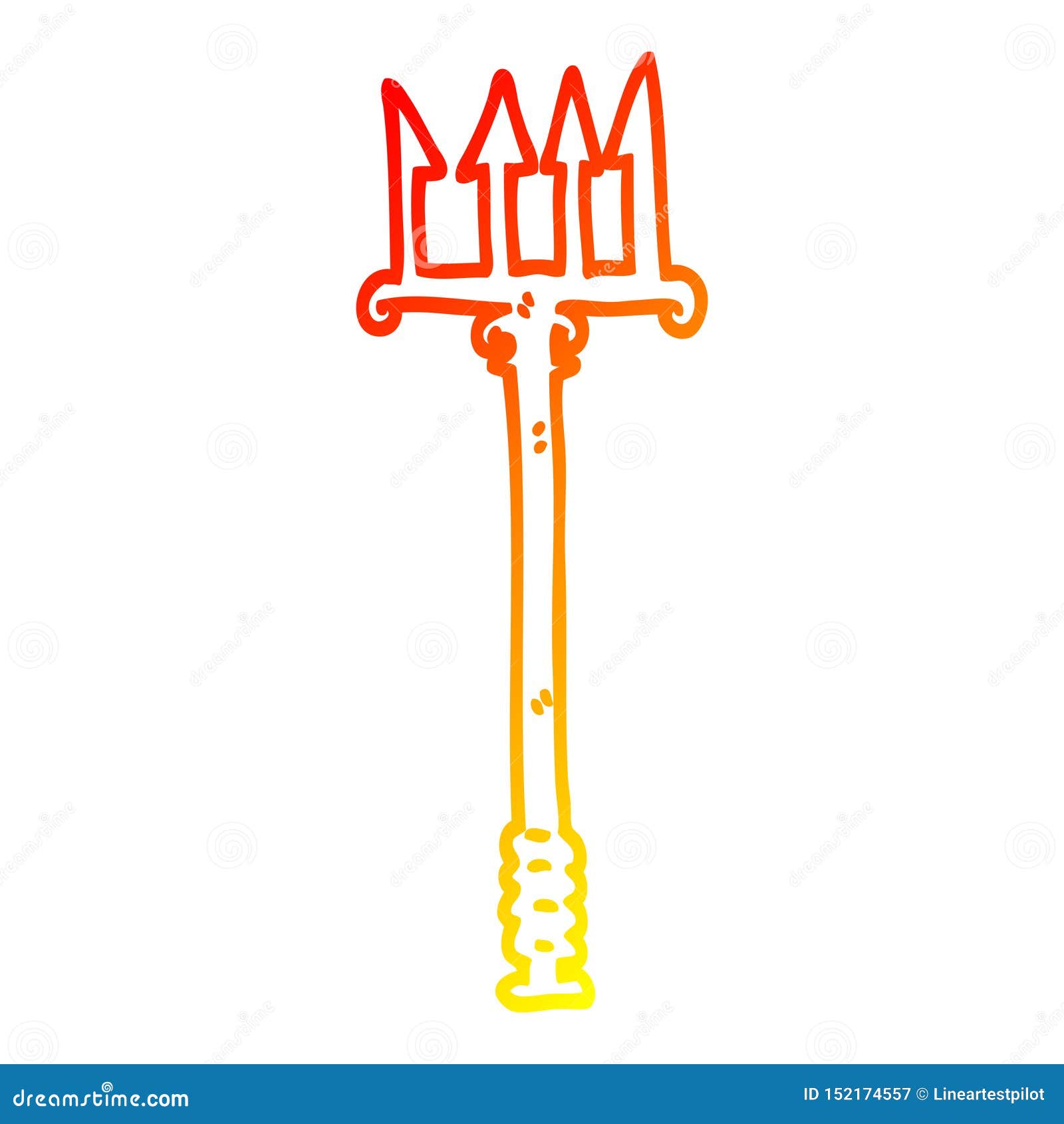 A Creative Warm Gradient Line Drawing Cartoon Pitchfork Stock Vector ...