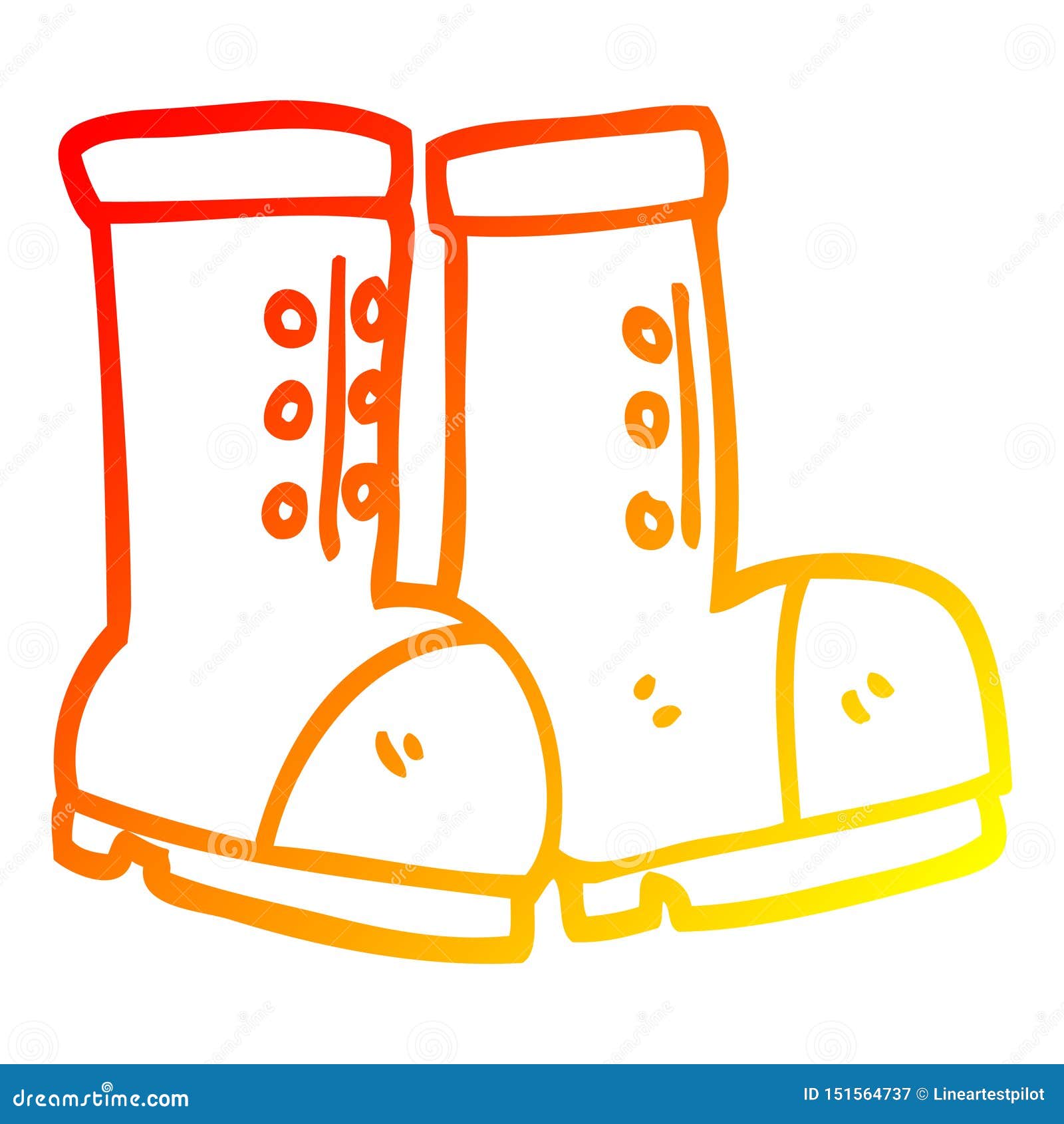 A Creative Warm Gradient Line Drawing Cartoon Work Boots Stock Vector ...