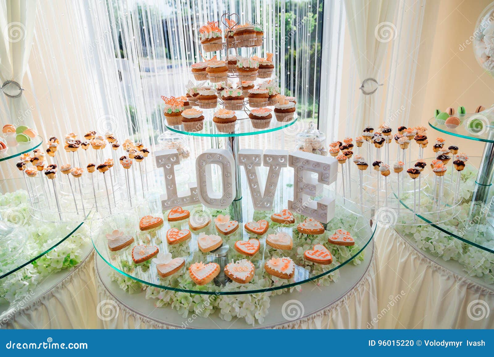 Original Cupcakes Stand before Lettering LOVE on the Glass Table Stock ...