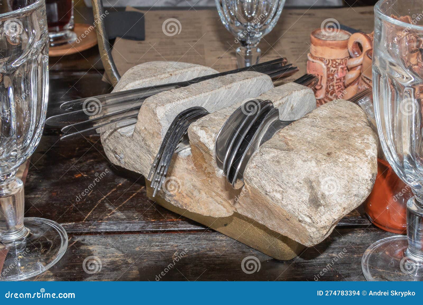 Original Cutlery Stand Made of Stone Stock Photo - Image of floor ...