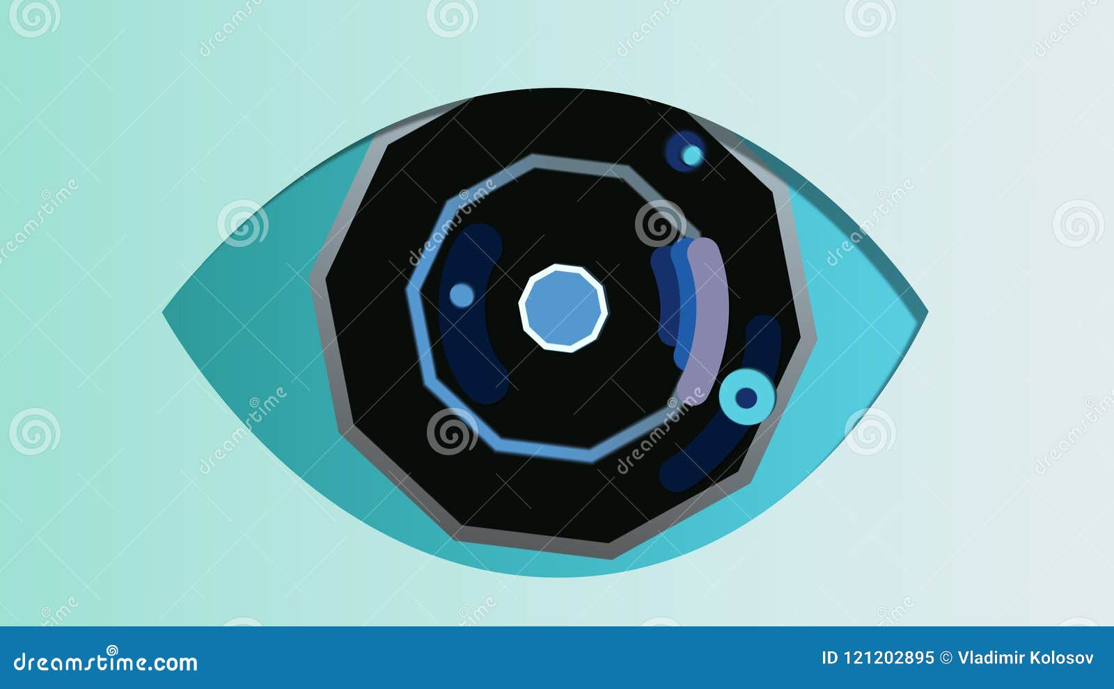 Artificial Octagonal Eye In The Celeste Background Royalty-Free Stock ...