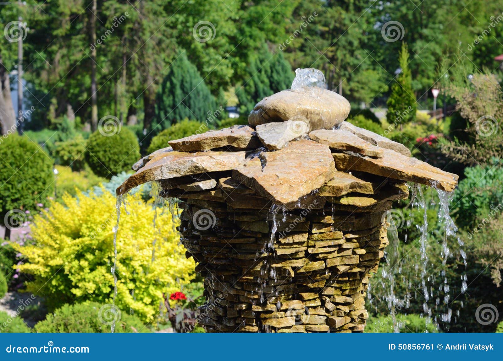 The Original Decorative Fountain in a Botanical Garden Stock Image ...